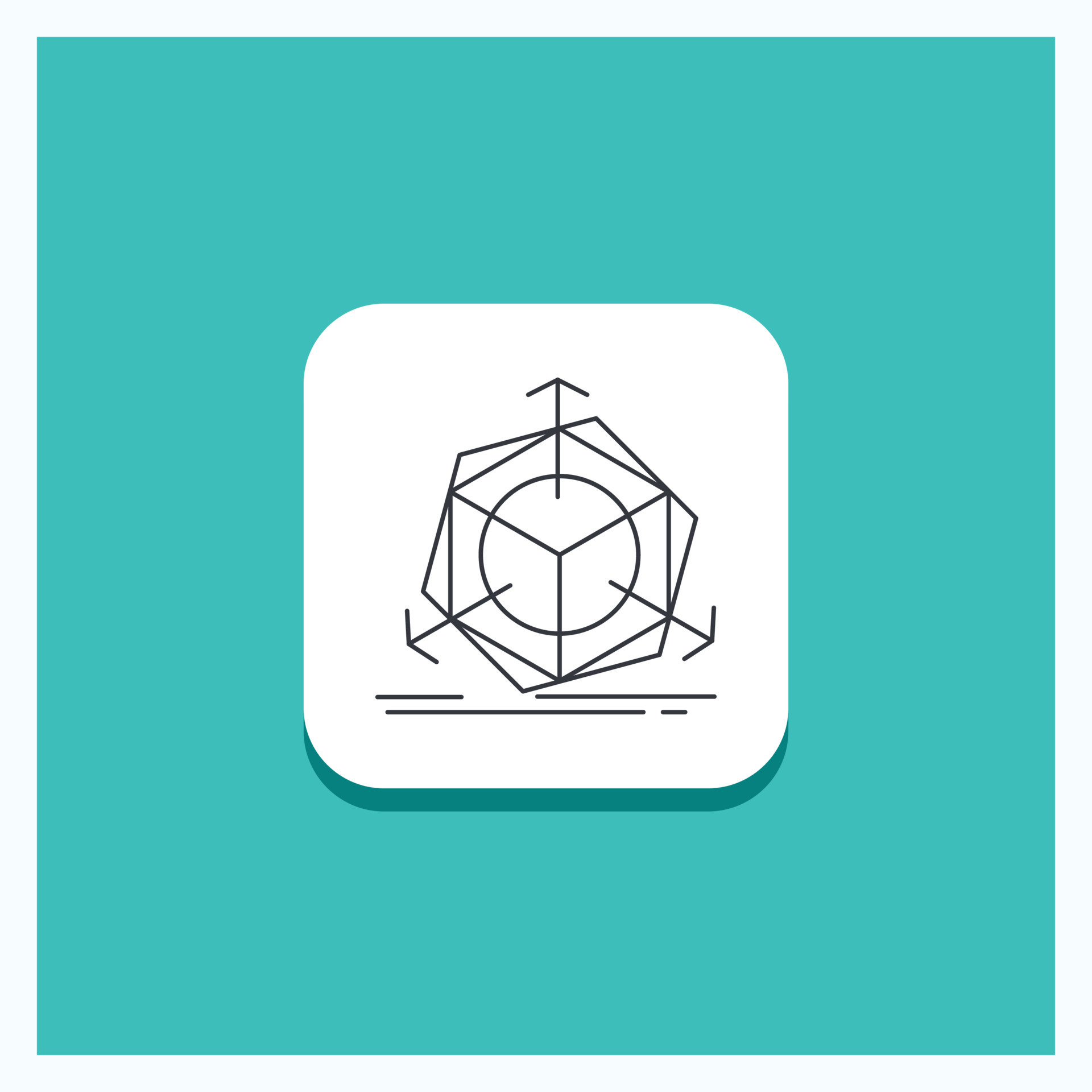 Round Button for 3d. change. correction. modification. object Line icon Turquoise Background ...