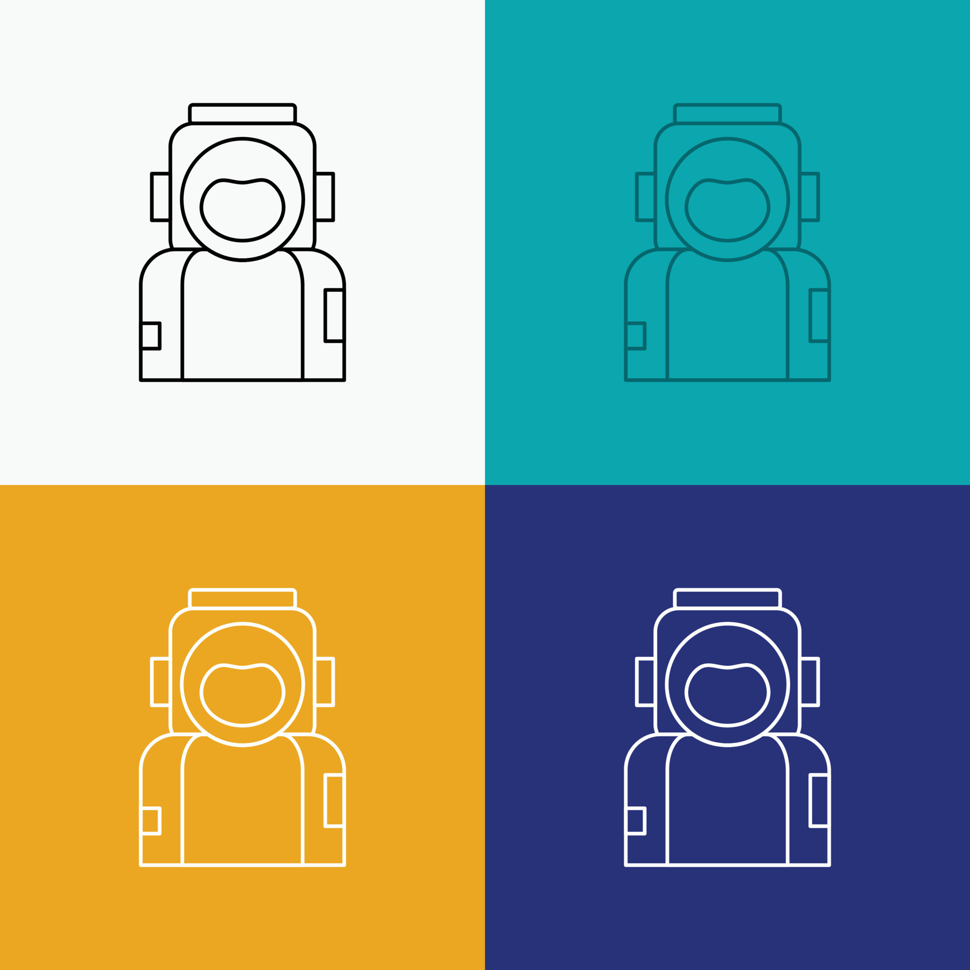 Astronaut Space Spaceman Helmet Suit Icon Over Various Background Line Style Design