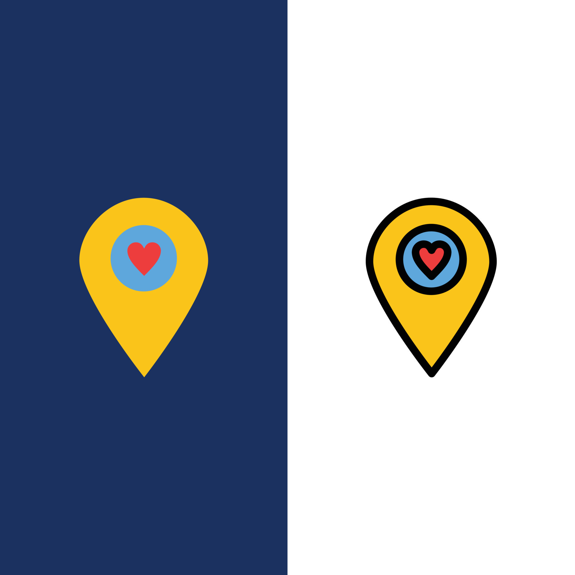 Heart Location Map Pointer Icons Flat and Line Filled Icon Set Vector Blue Background 13290445 ...