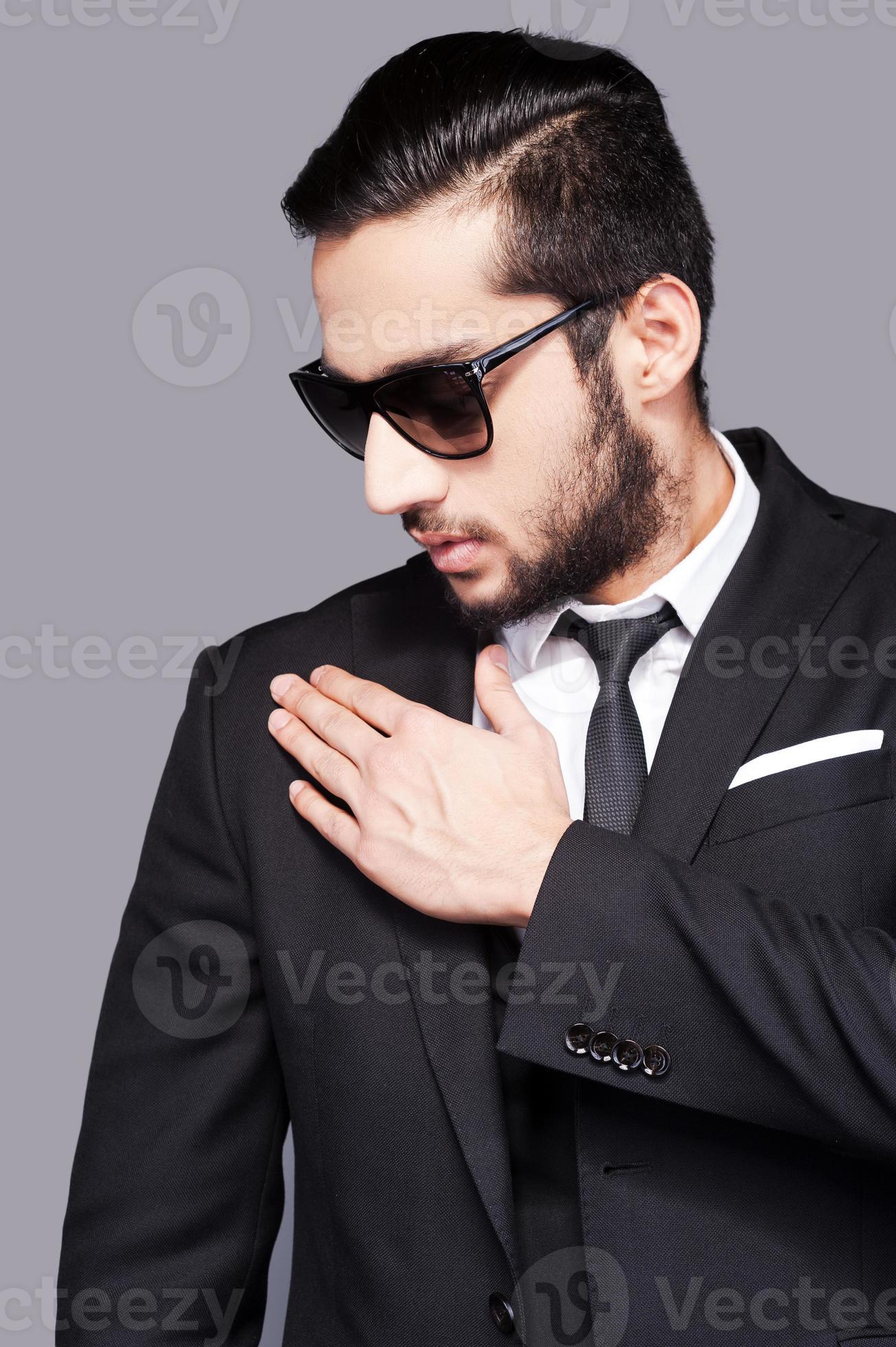 Style Chaser Handsome Young Man In Sunglasses And Formalwear Touching
