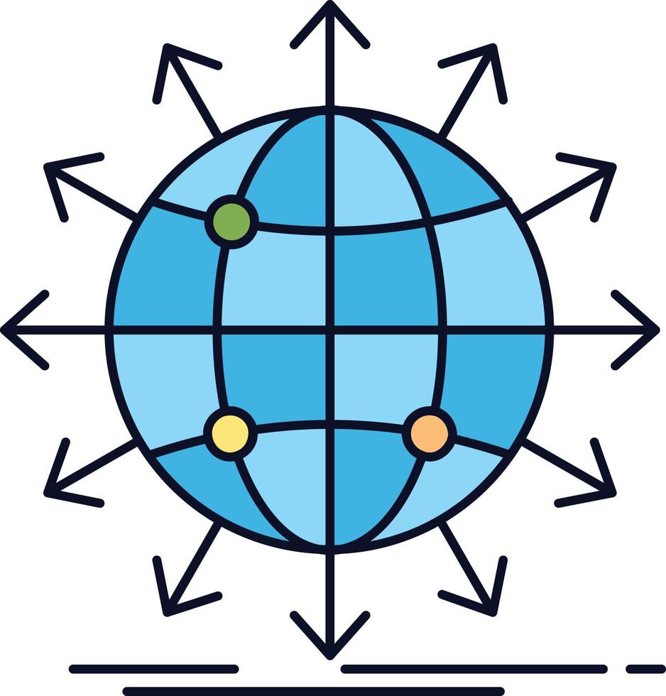 Globe Network Arrow News Worldwide Flat Color Icon Vector 13291376 Vector Art At Vecteezy