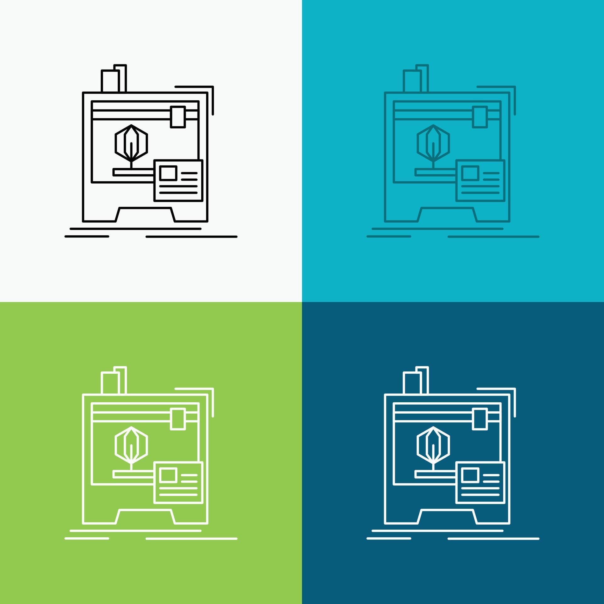 3d. dimensional. machine. printer. printing Icon Over Various ...