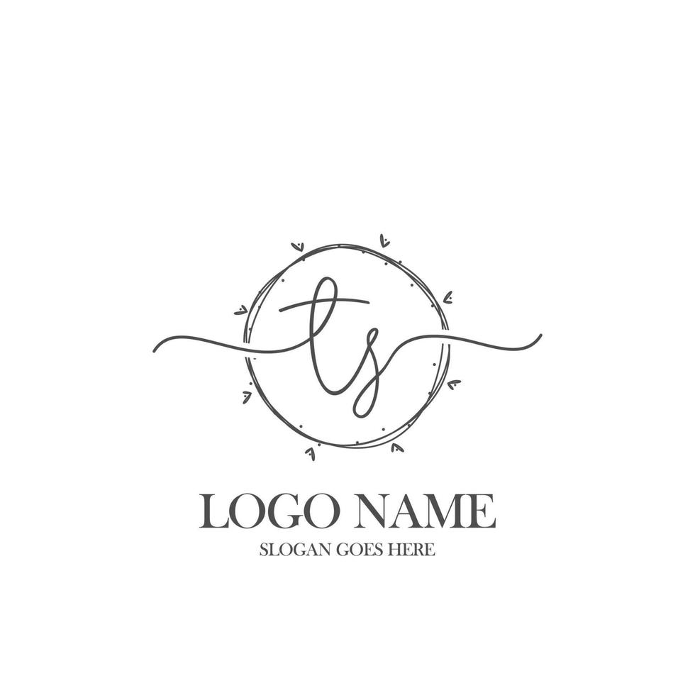 Initial Ts Beauty Monogram And Elegant Logo Design Handwriting Logo Of