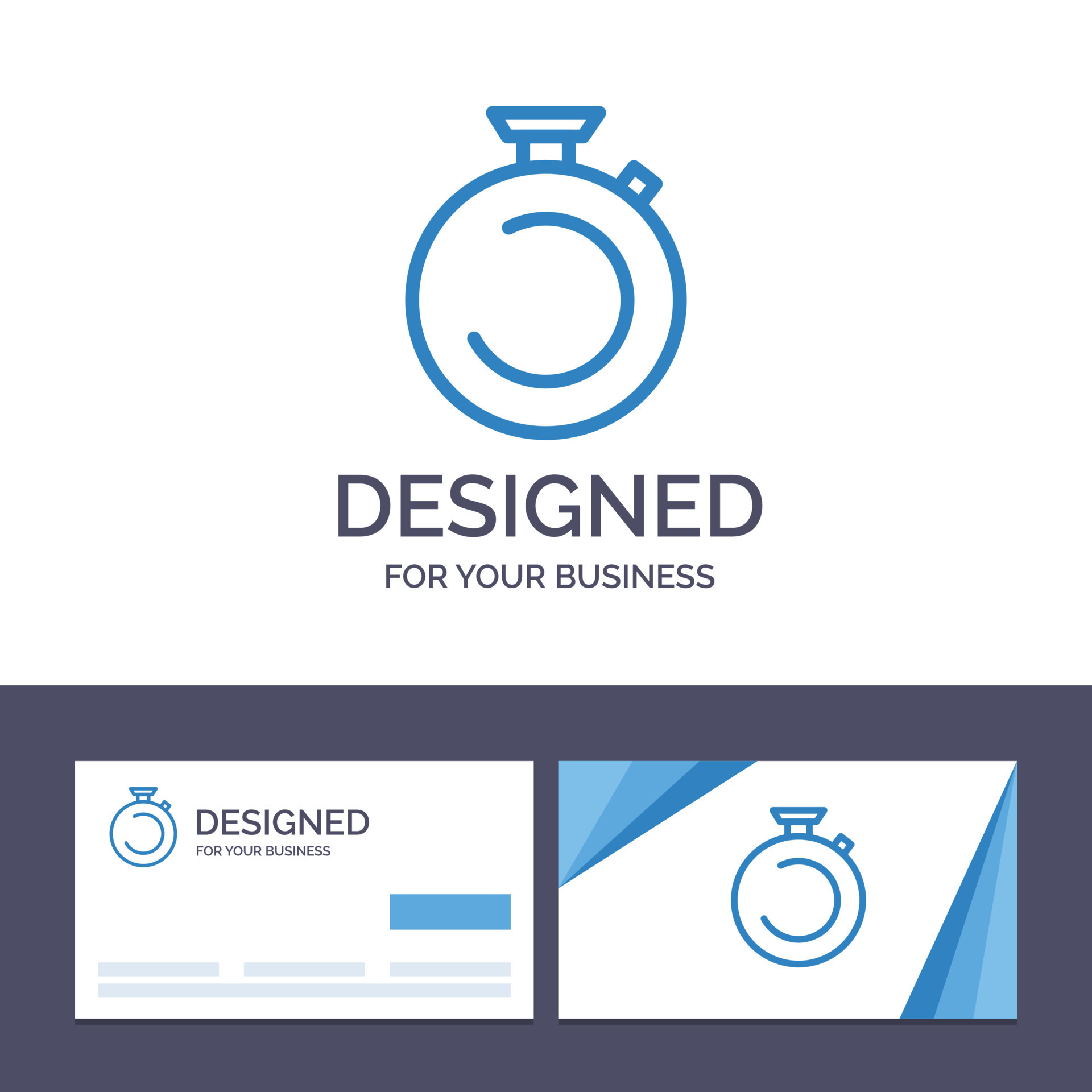 Creative Business Card And Logo Template Compass Clock Stopwatch Timer Watch Vector Illustration