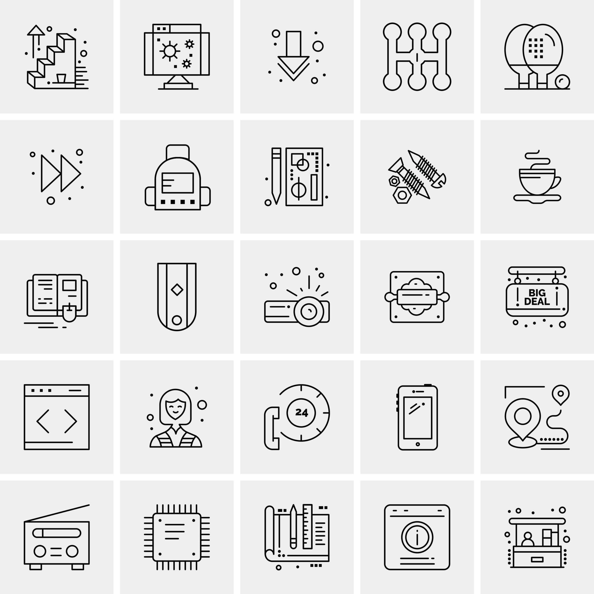 Laptop Computer Hardware Icons Flat And Line Filled Icon Set Vector