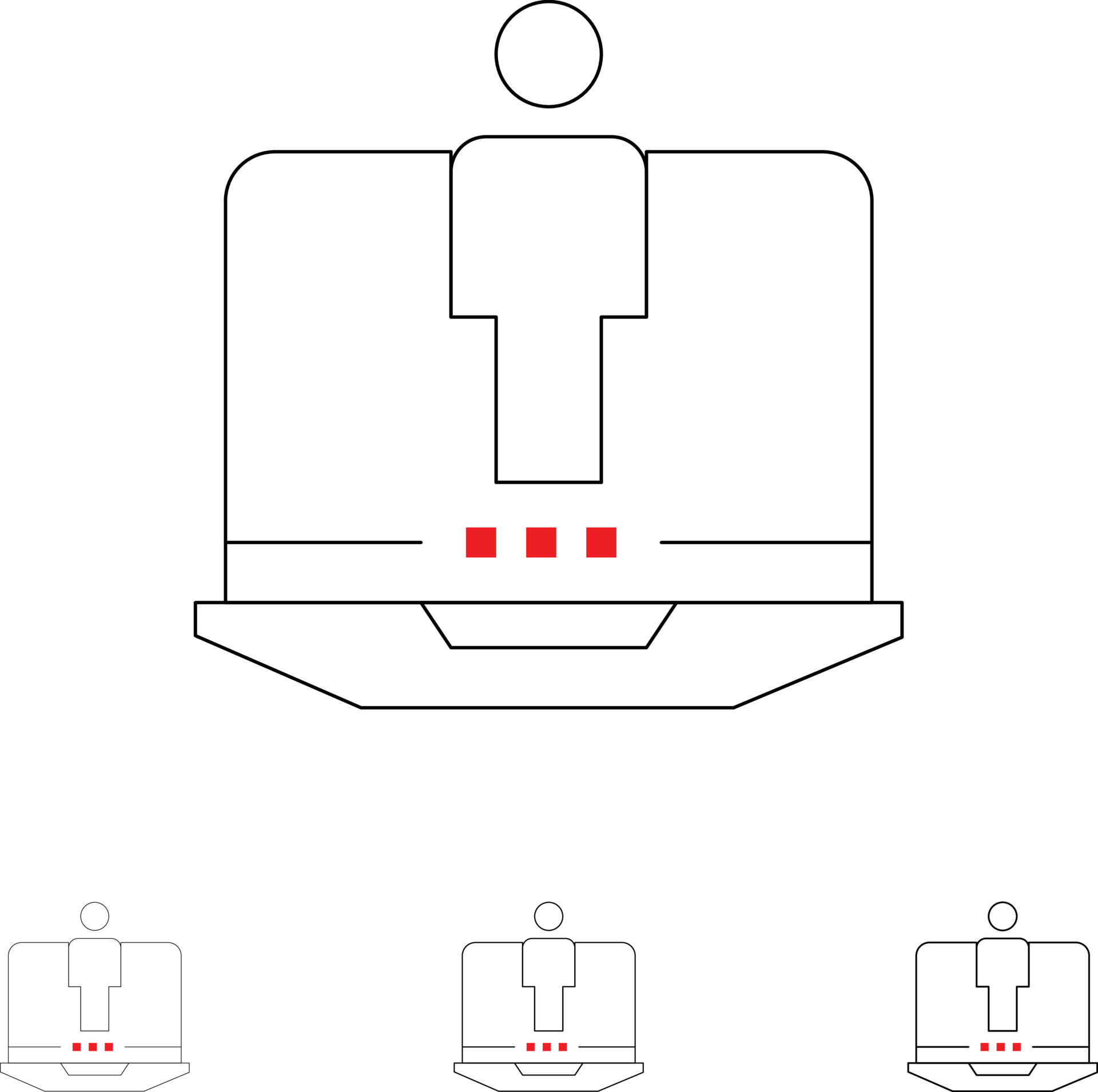Laptop Computer Hardware Service Bold And Thin Black Line Icon Set