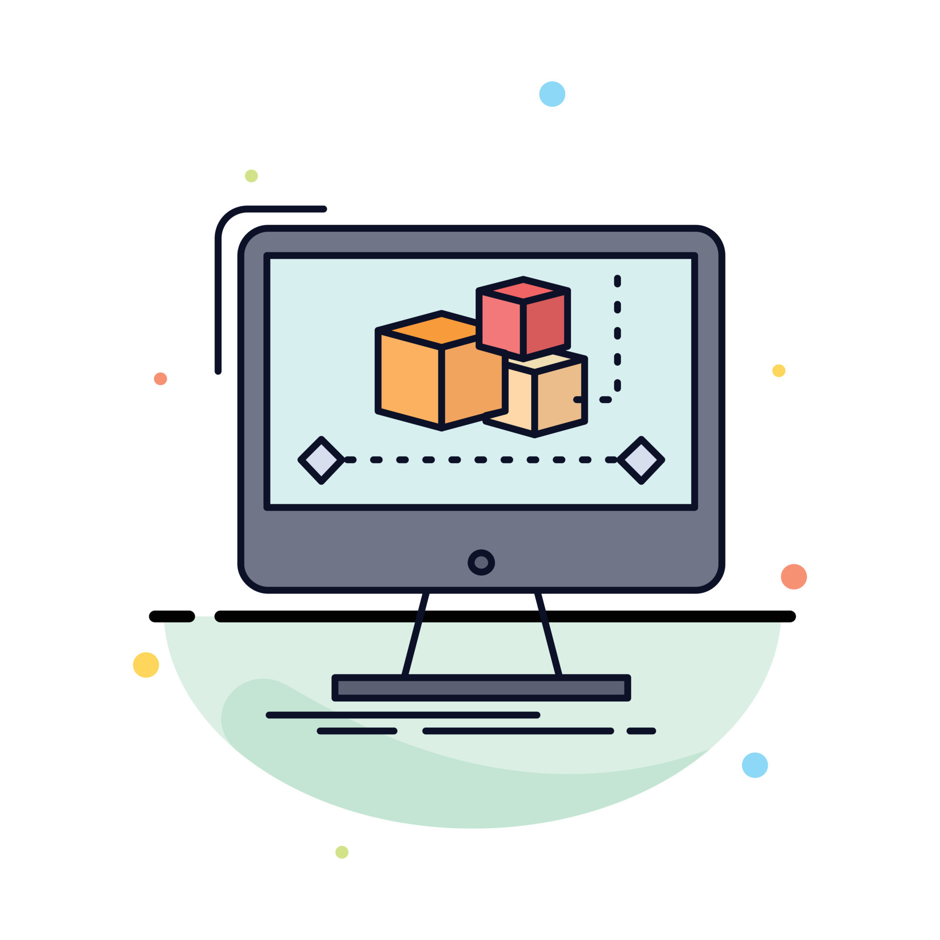 Animation Computer Editor Monitor Software Flat Color Icon Vector