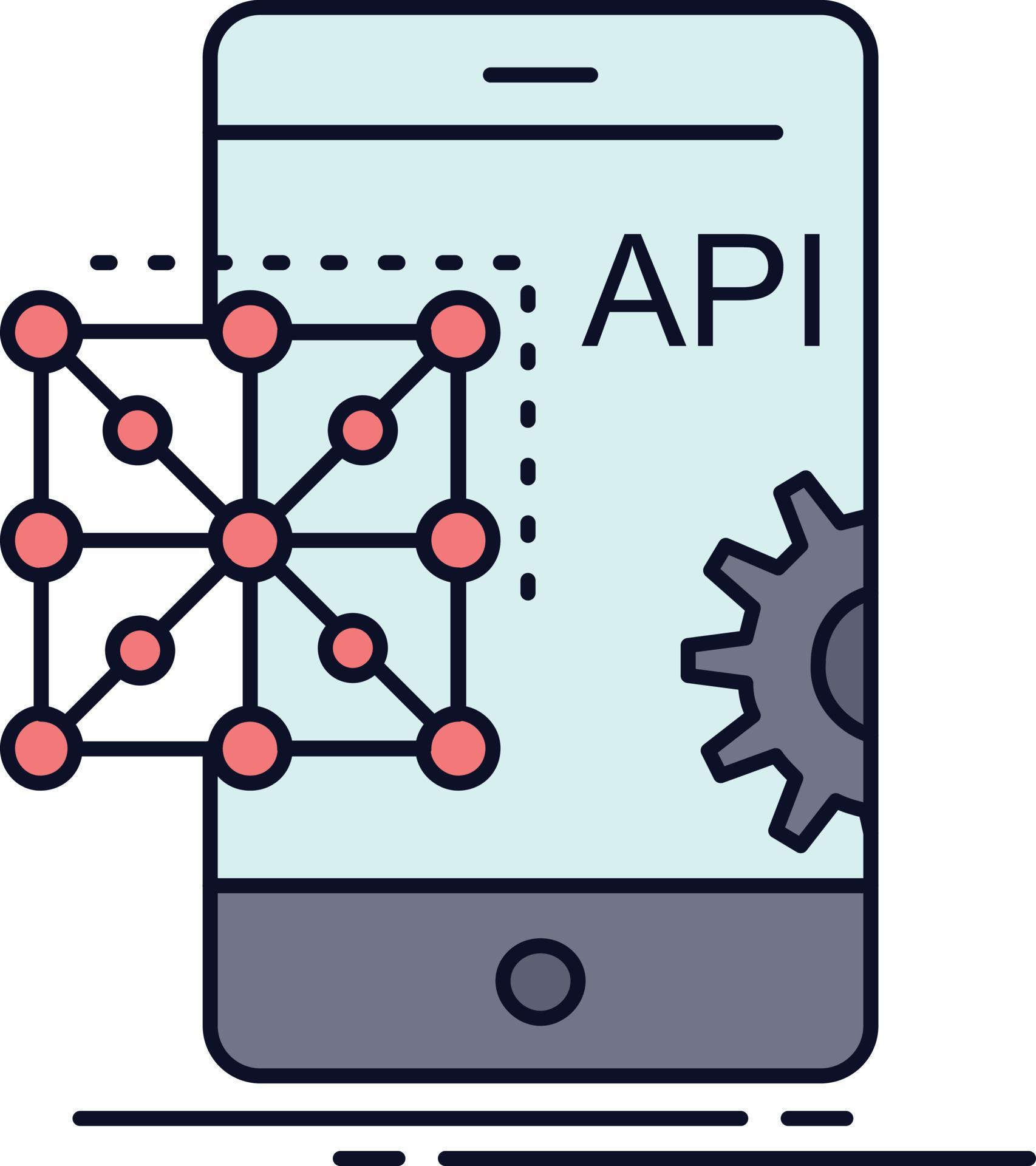 Api Application Coding Development Mobile Flat Color Icon Vector
