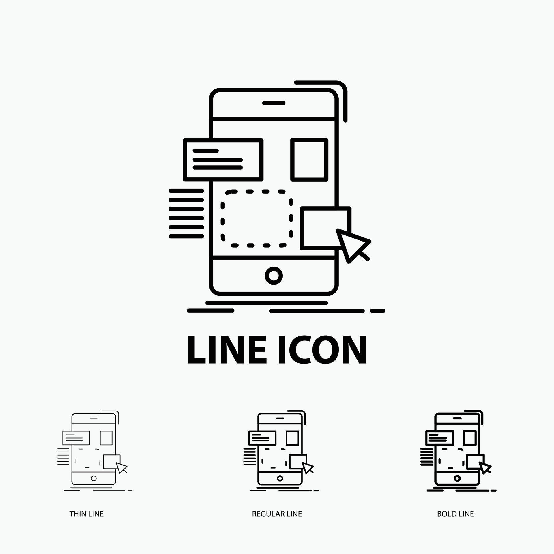 Drag Mobile Design Ui Ux Icon In Thin Regular And Bold Line Style Vector Illustration