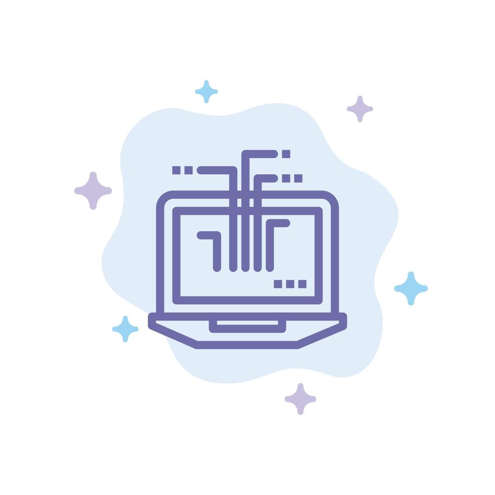 Computer Network Laptop Hardware Blue Icon On Abstract Cloud Background