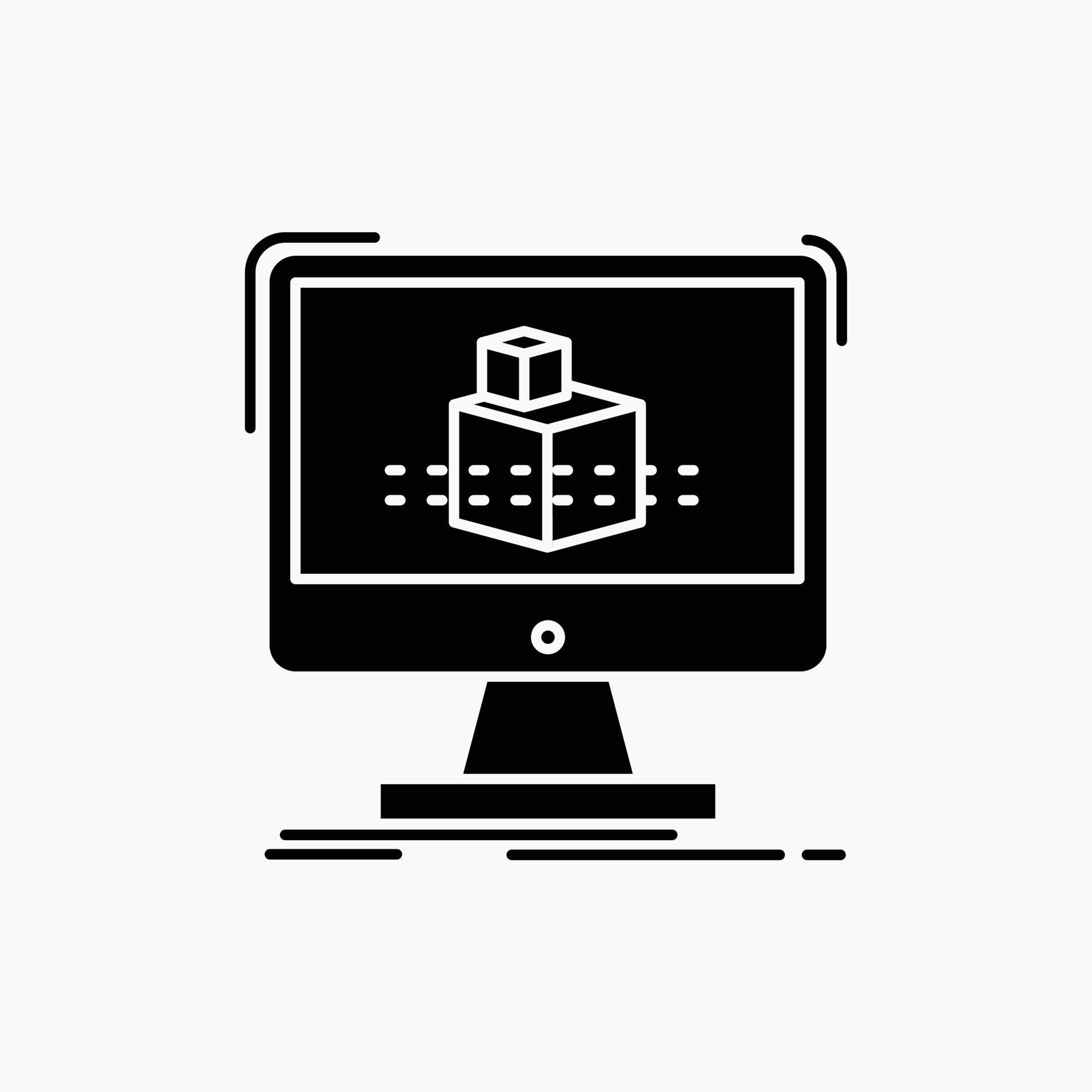 3d Cube Dimensional Modelling Sketch Glyph Icon Vector Isolated