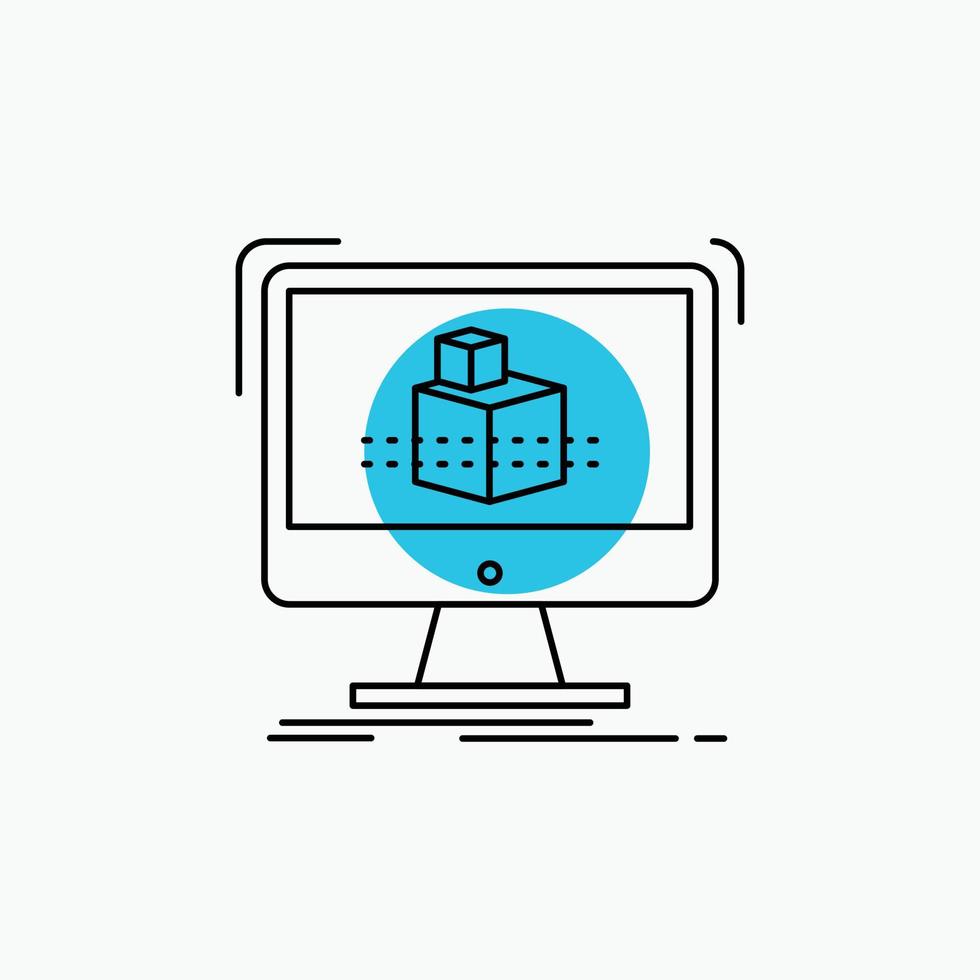 3d. cube. dimensional. modelling. sketch Line Icon 13307913 Vector Art at Vecteezy