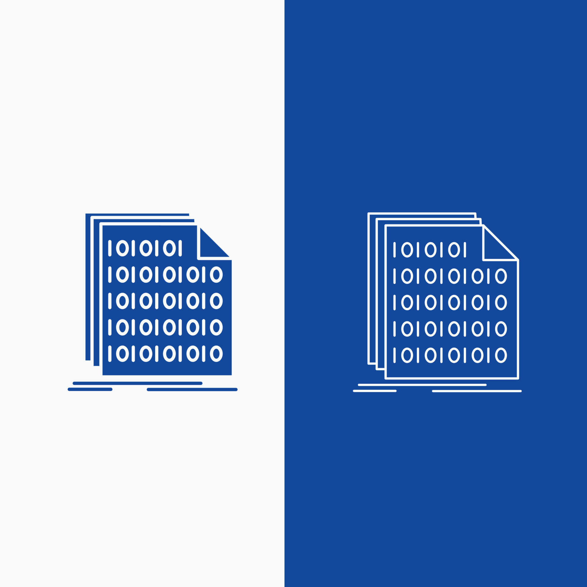Binary Code Coding Data Document Line And Glyph Web Button In Blue Color Vertical Banner For