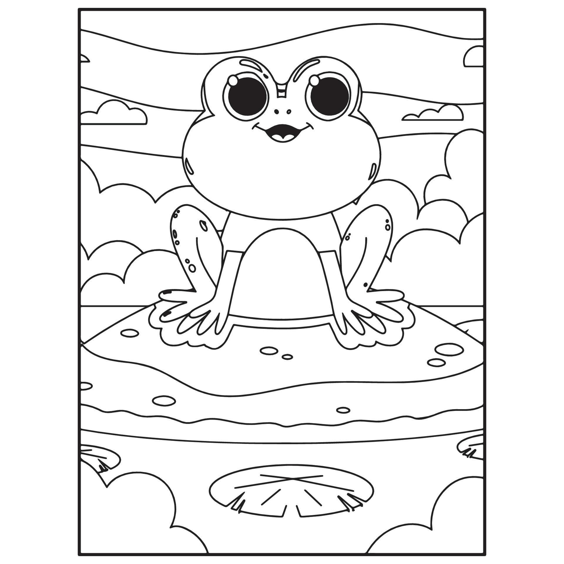 Cute Frog Coloring Pages For Kids 13307959 Vector Art at Vecteezy