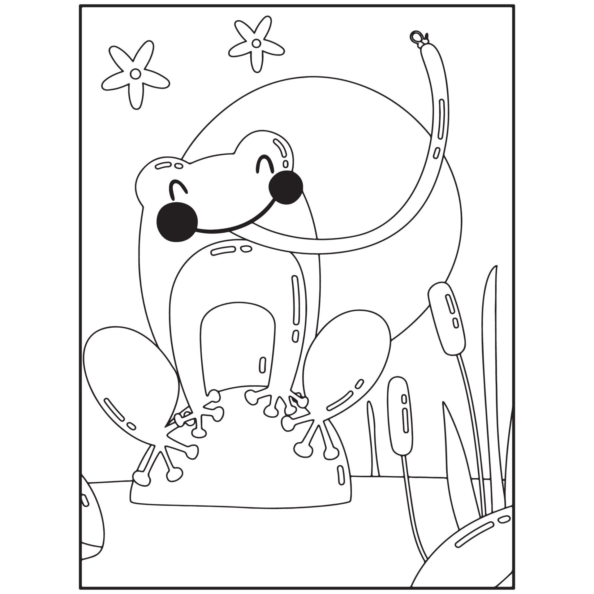 Cute Frog Coloring Pages For Kids 13307970 Vector Art at Vecteezy