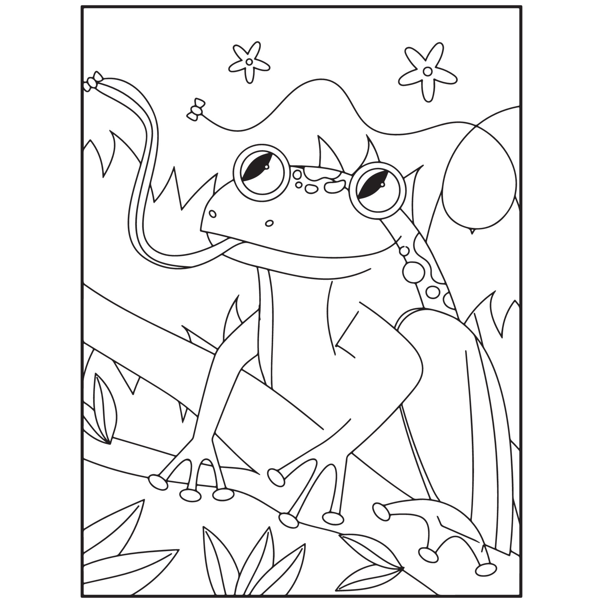Cute Frog Coloring Pages For Kids 13307973 Vector Art at Vecteezy