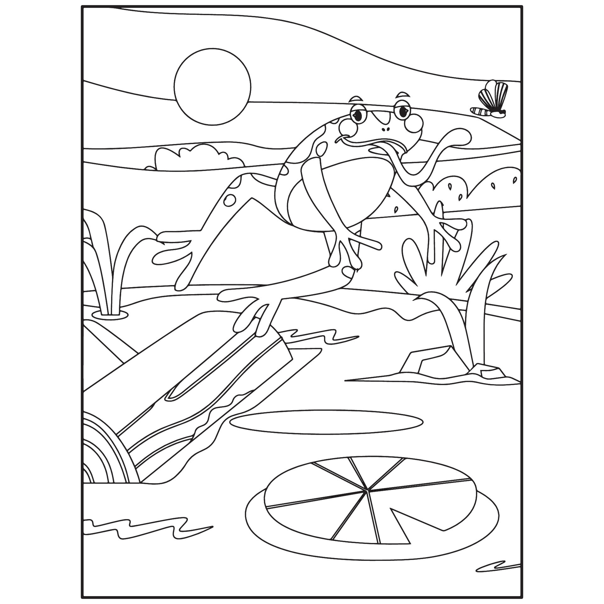 Cute Frog Coloring Pages For Kids 13307974 Vector Art at Vecteezy