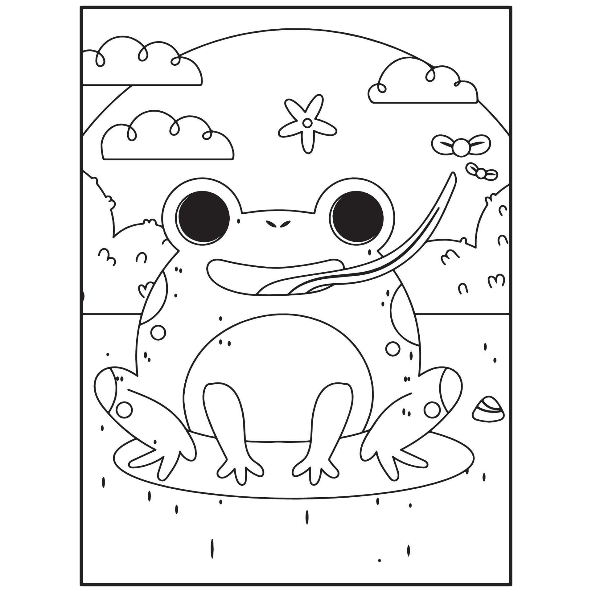 Cute Frog Coloring Pages For Kids 13307982 Vector Art at Vecteezy