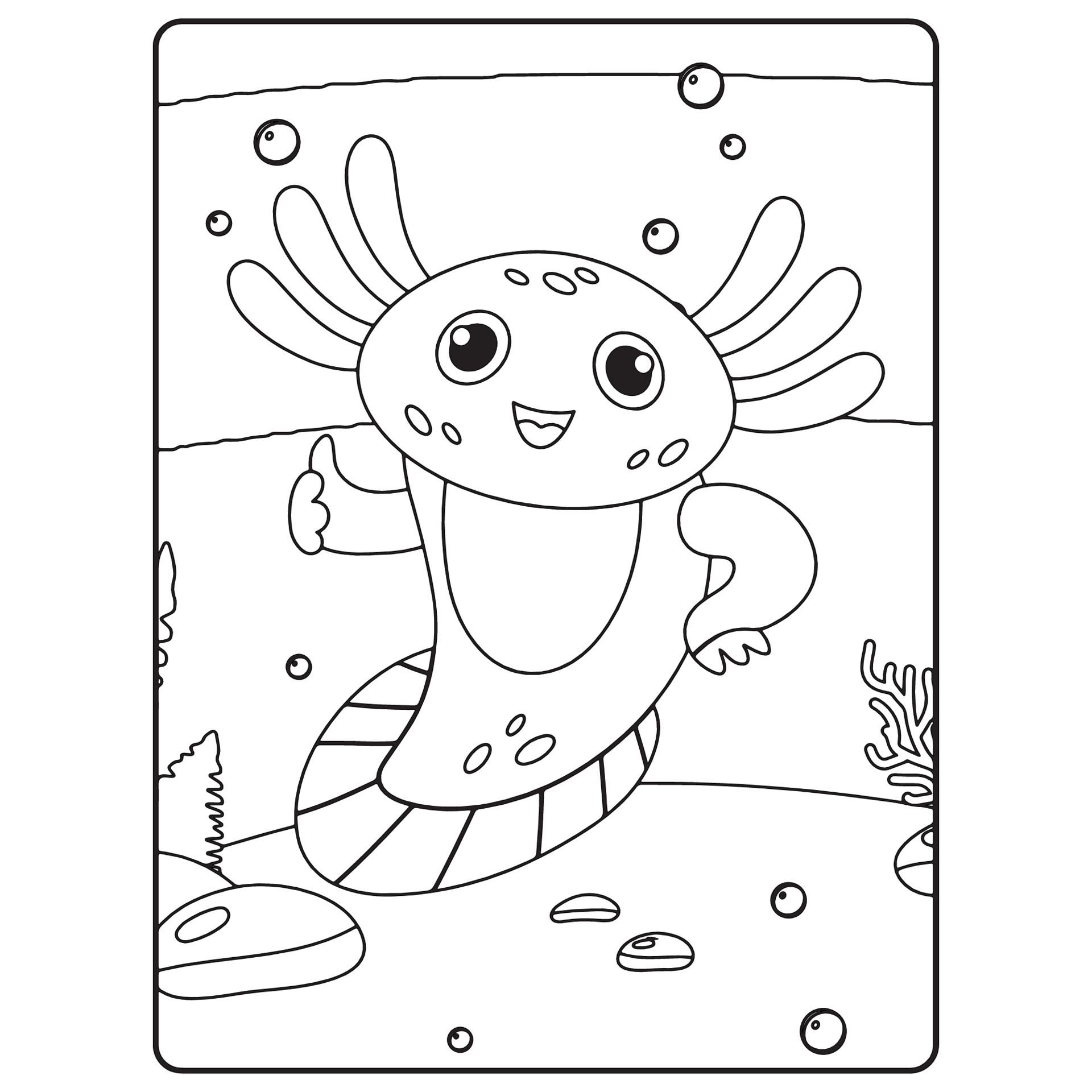 Axolotl Coloring Book Pages For Kids 13307996 Vector Art at Vecteezy