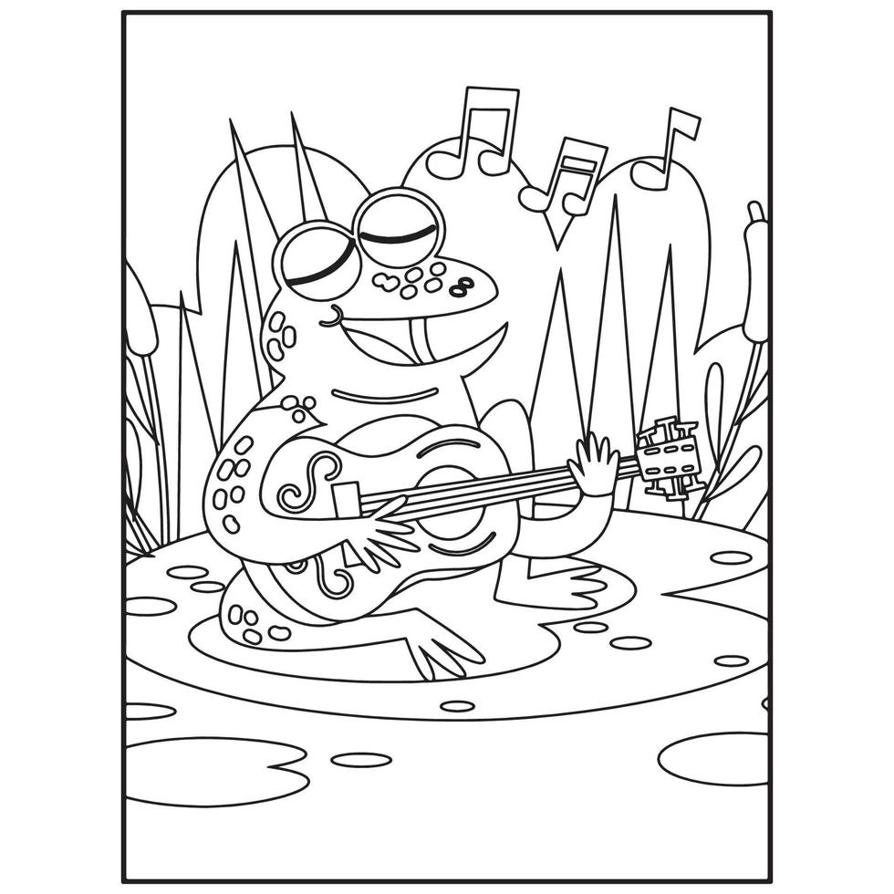 Cute Frog Coloring Pages For Kids 13308024 Vector Art at Vecteezy
