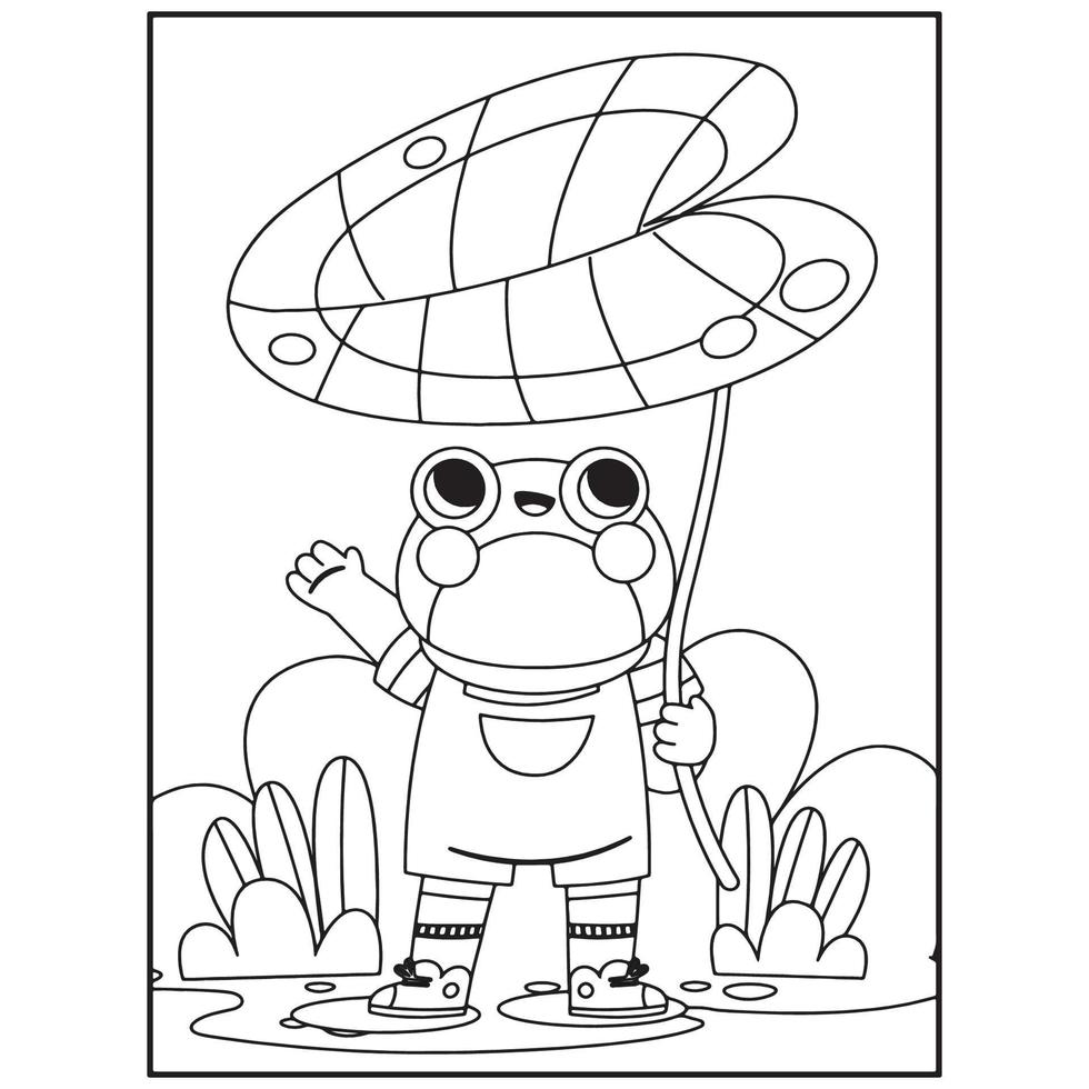 Cute Frog Coloring Pages For Kids 13308029 Vector Art at Vecteezy