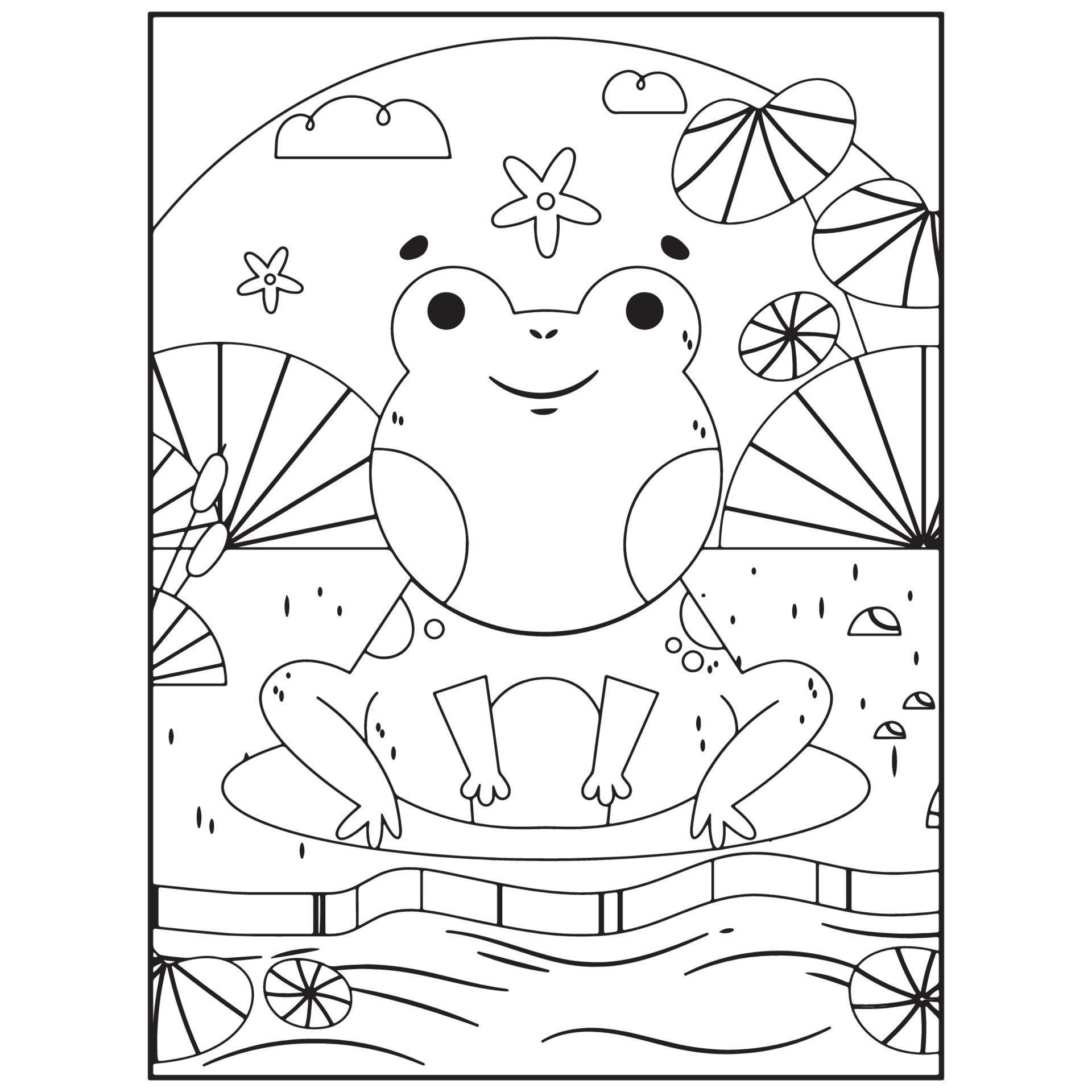 Cute Frog Coloring Pages For Kids 13308060 Vector Art at Vecteezy