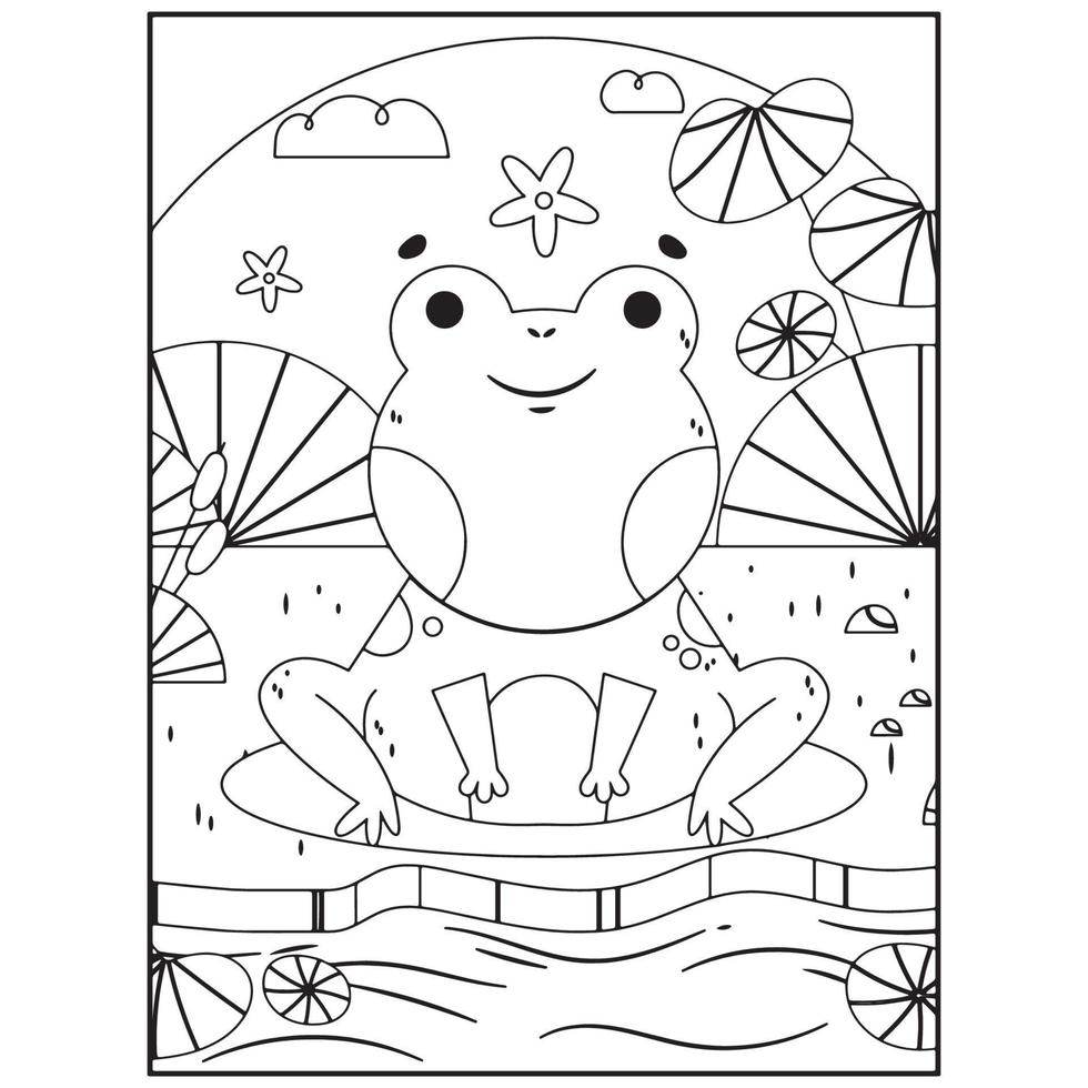 Cute Frog Coloring Pages For Kids 13308060 Vector Art at Vecteezy