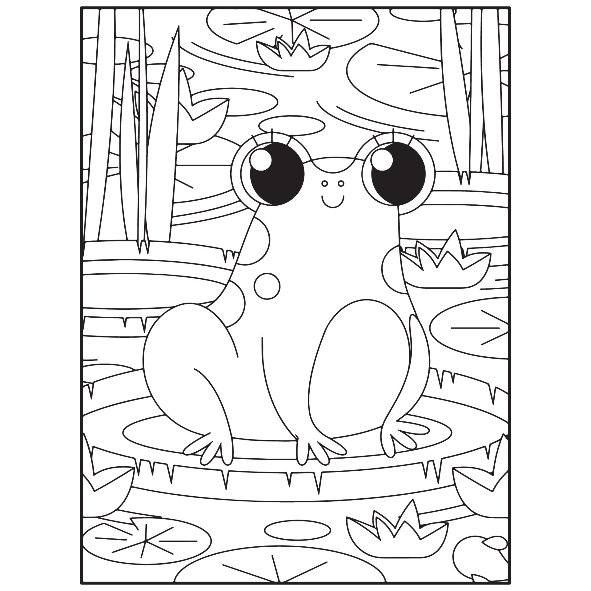 Cute Frog Coloring Pages For Kids 13308063 Vector Art at Vecteezy