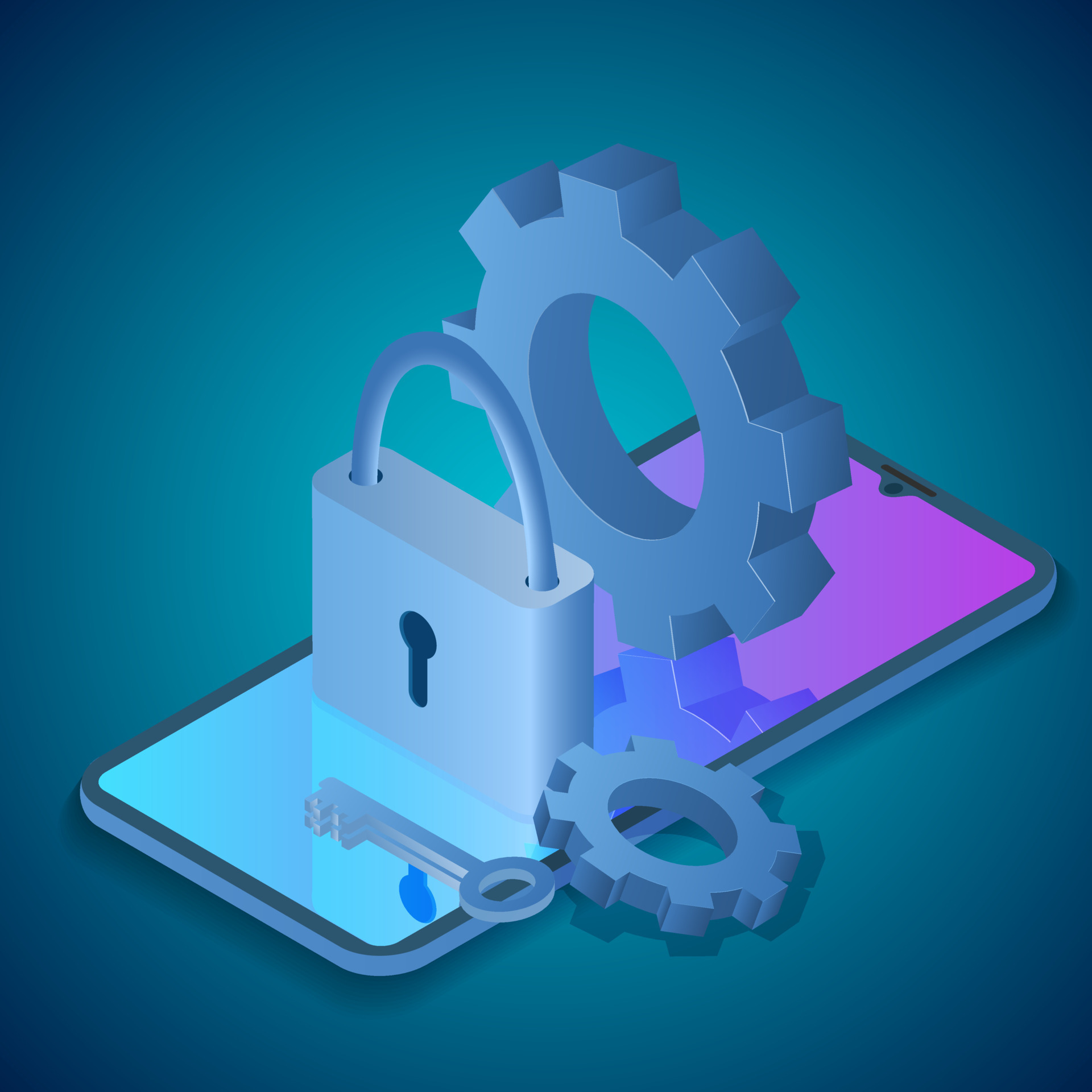 An Isometric Image Of Data Security When Working With Applicationsdata Security Protection 1973