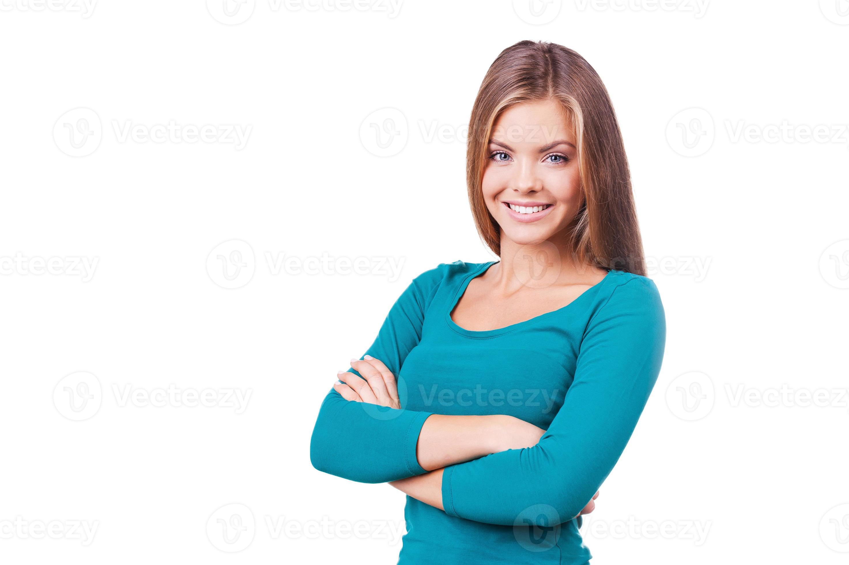 Confident Beauty Beautiful Young Woman Looking At Camera And Keeping