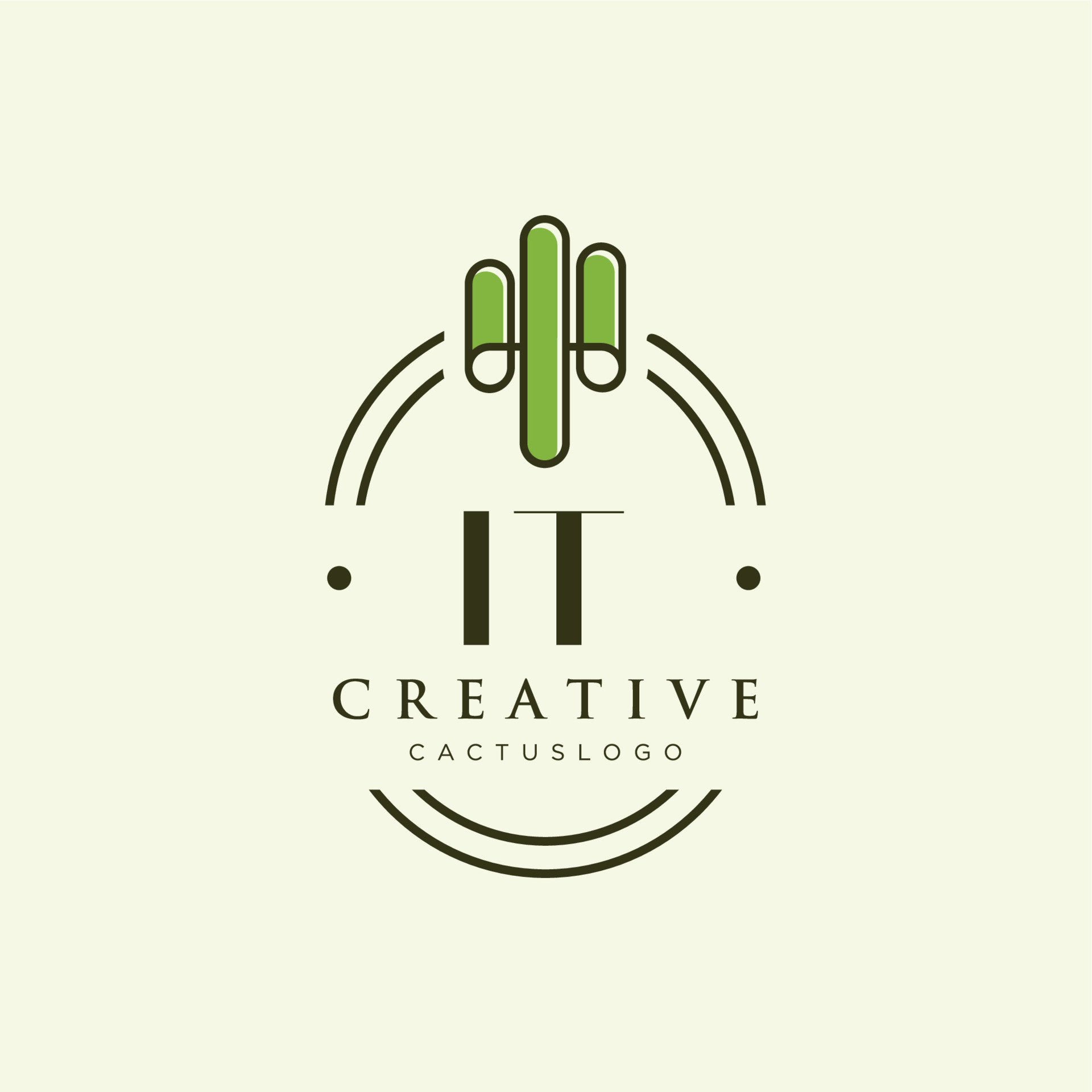 It Initial Letter Green Cactus Logo Vector 13309618 Vector Art At Vecteezy