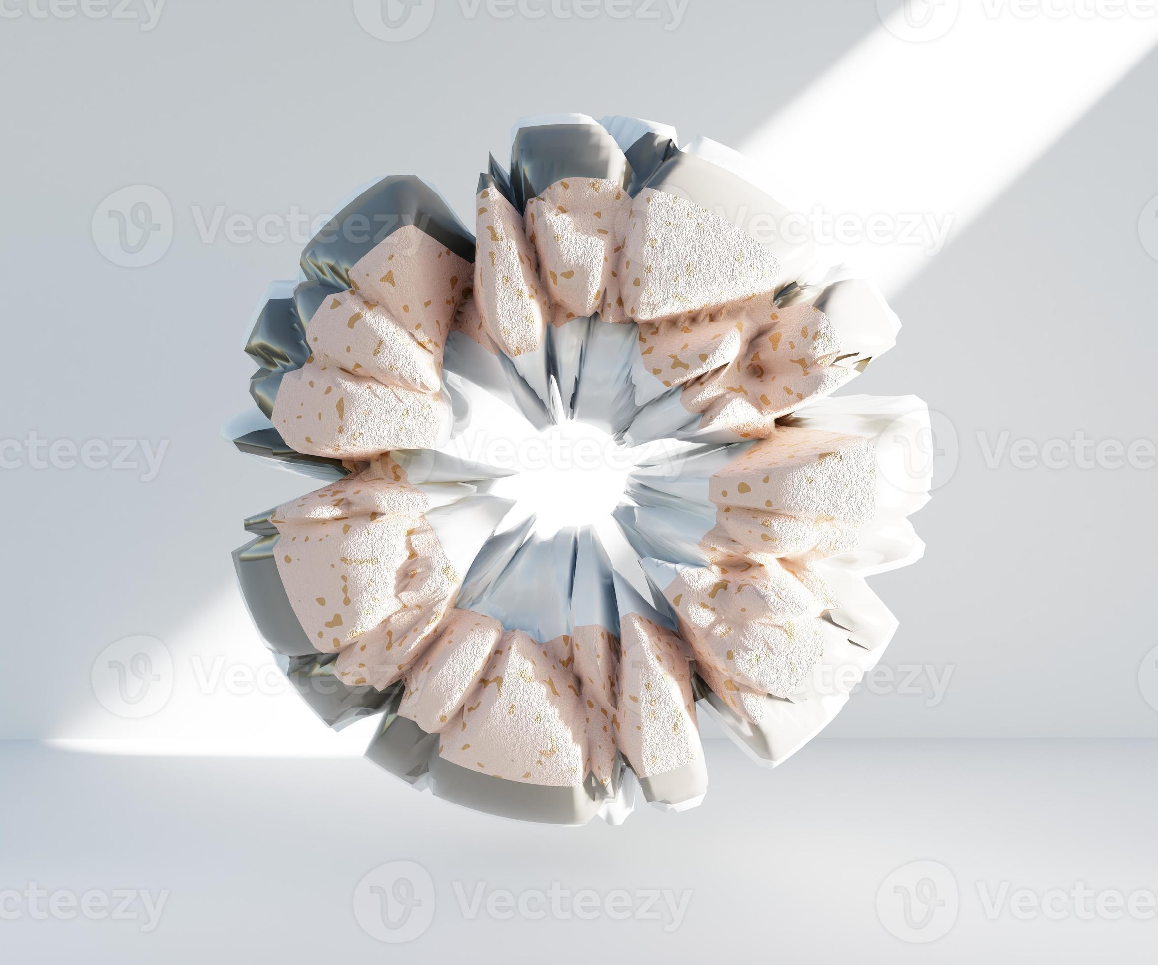 3d Render Abstract Geometric Torus Shape Cracked Surface With Hole Split Object Isolated On