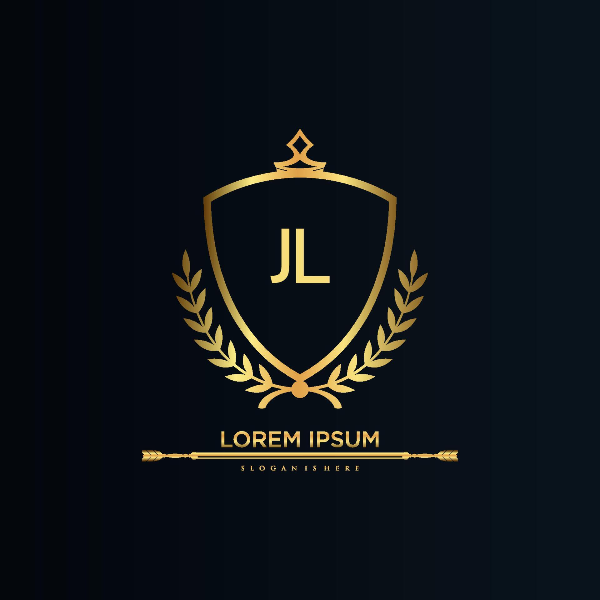 letra jl inicial con plantilla real.elegante con vector de logotipo de corona, ilustración de ...