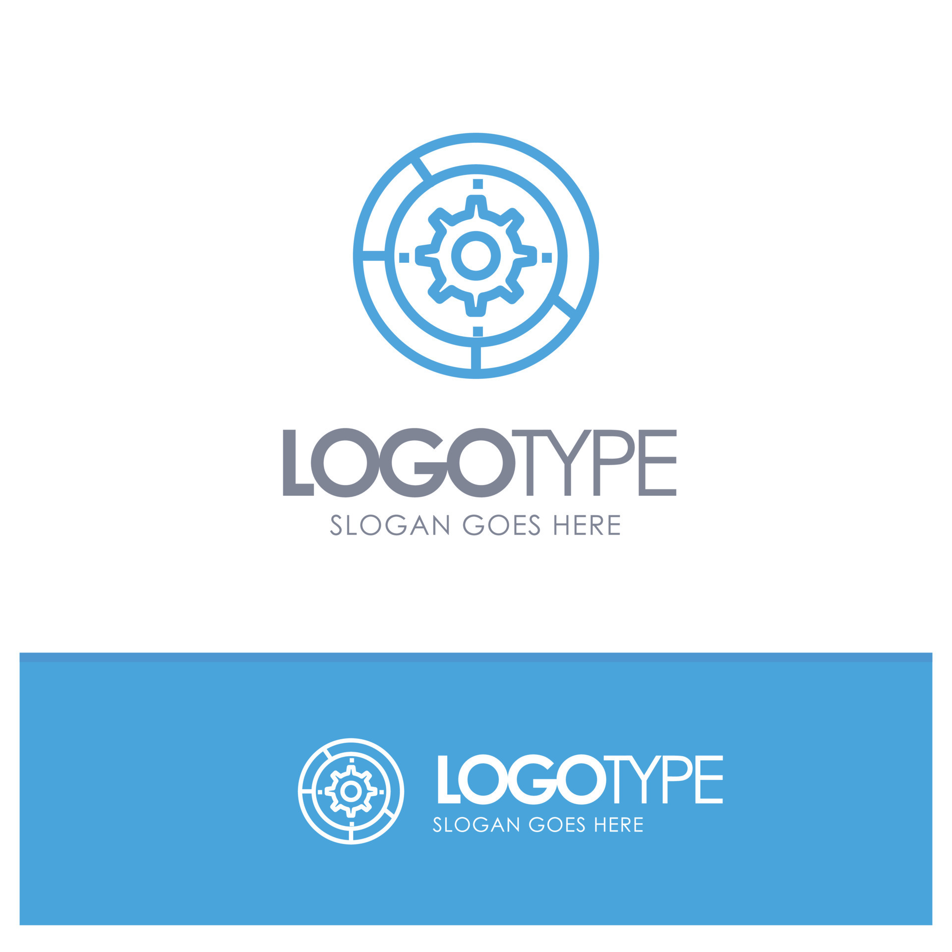 Gear Settings Setup Engine Process Blue Outline Logo With Place For