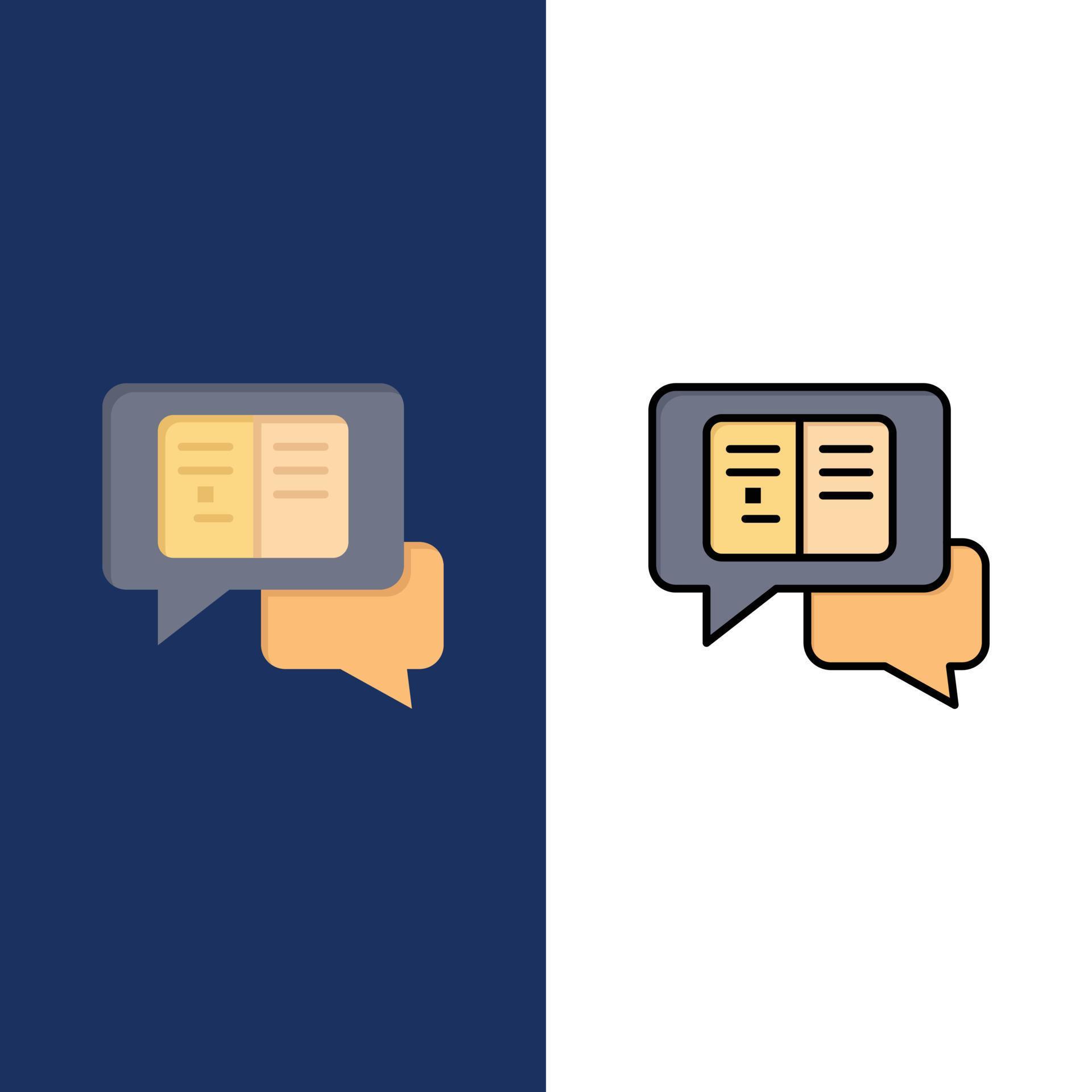 Chat Messages Popup Sms Icons Flat And Line Filled Icon Set Vector Blue Background 13313919