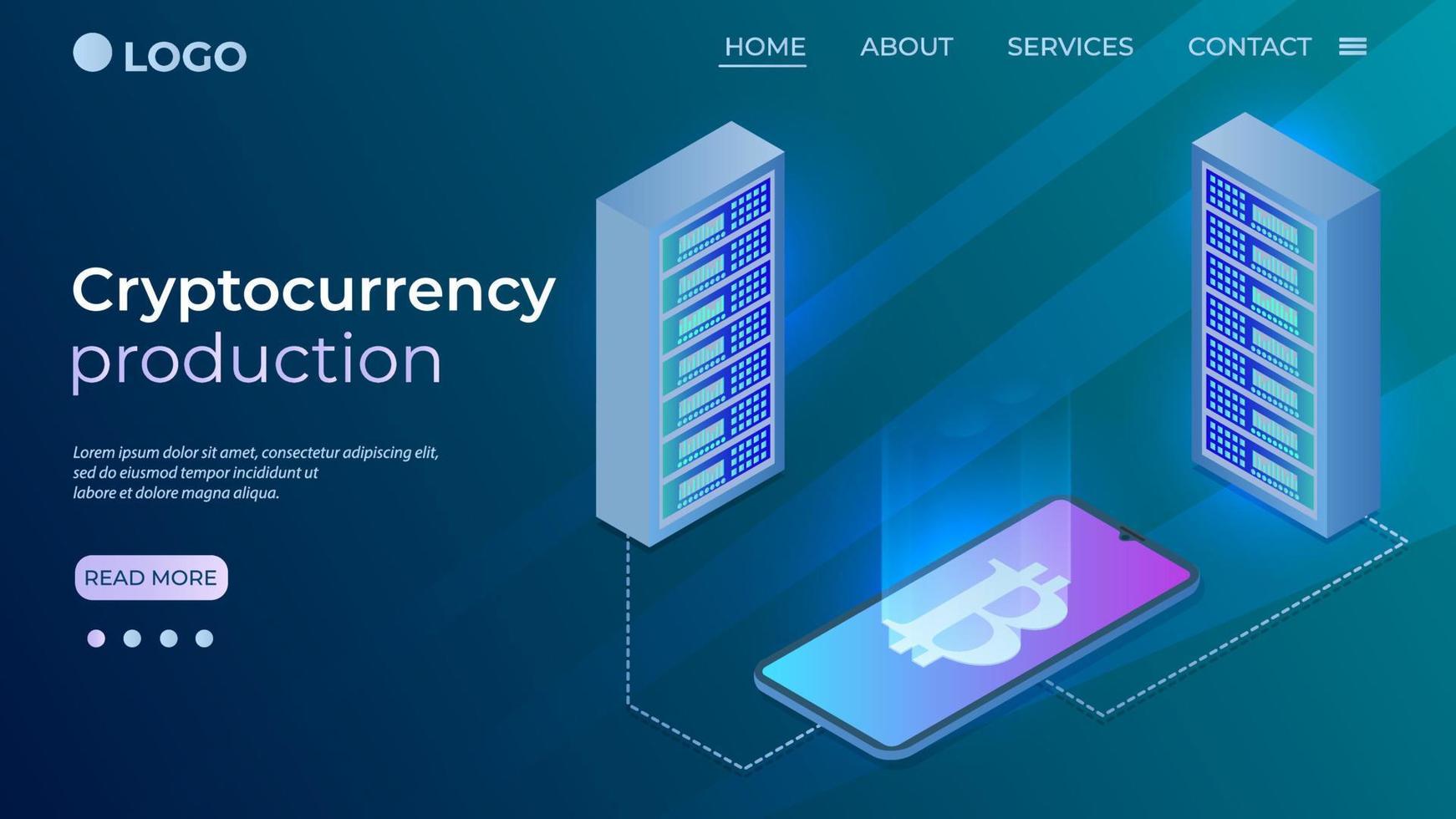 Cryptocurrency production.Concept of bitcoin mining.Electronic cryptocurrency exchange.Use of ...