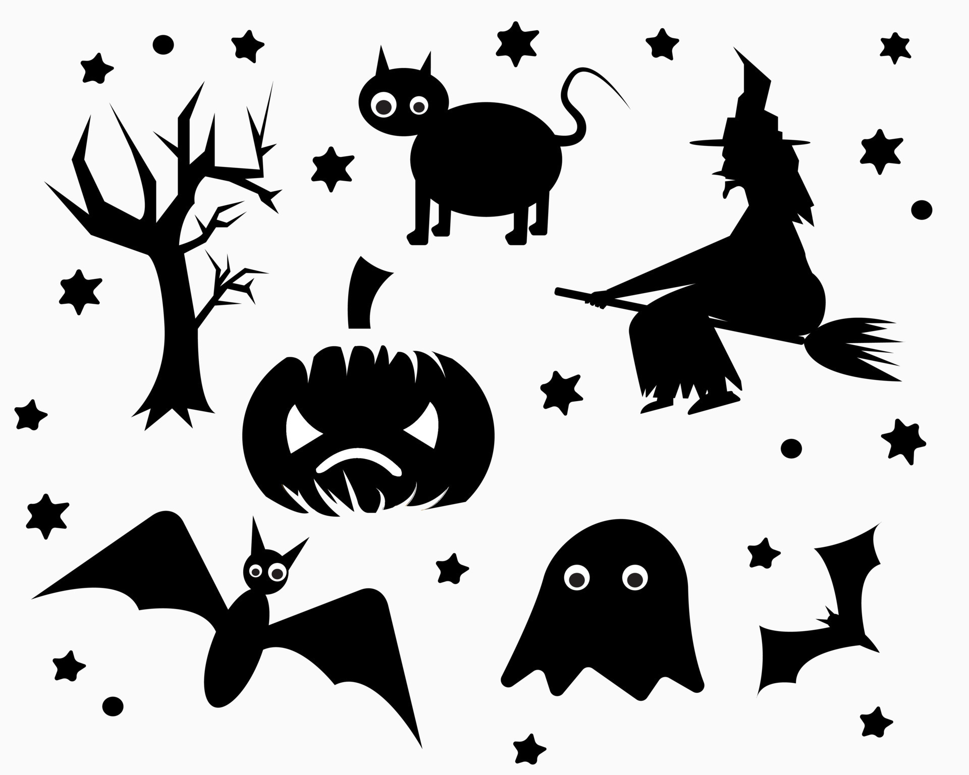 plantilla de diseño de halloween de icono de silueta. vector de ... plantilla de diseño de halloween de icono de silueta. vector de ...