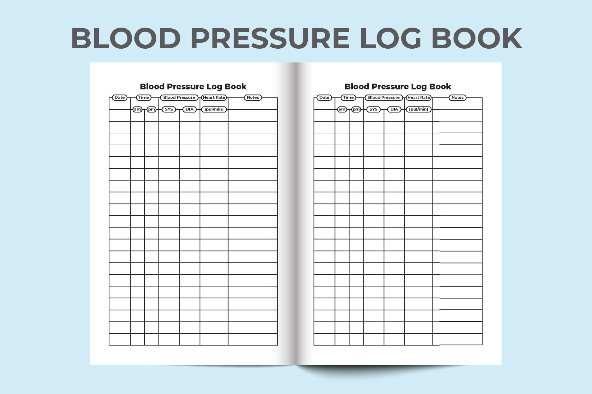 Blood pressure notebook interior. Pulse tracker notebook template ... Blood pressure notebook interior. Pulse tracker notebook template ...