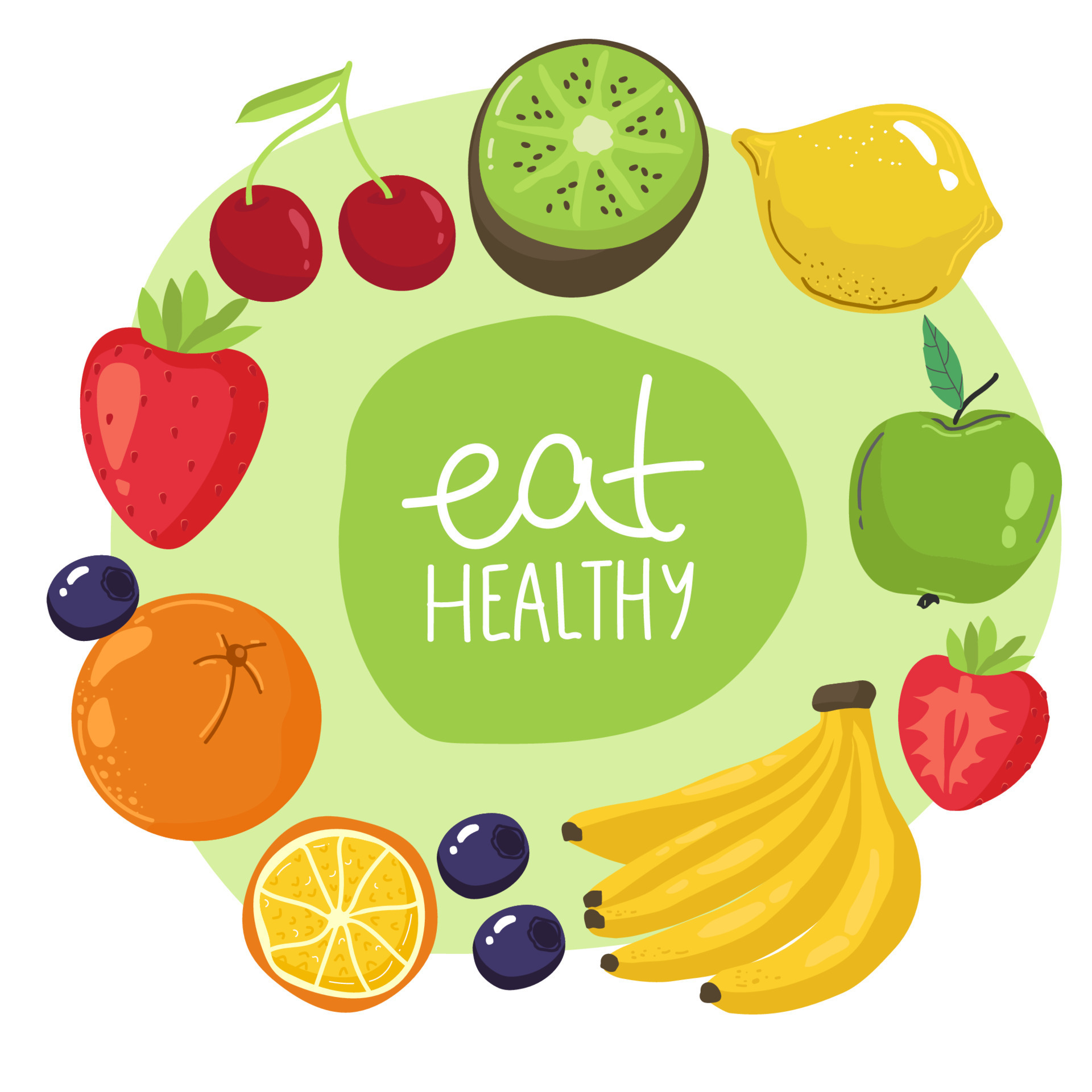 Sweet fruits. Grapes, strawberry, blackberry, cherry, watermelon, pineapple, papaya, mango ...