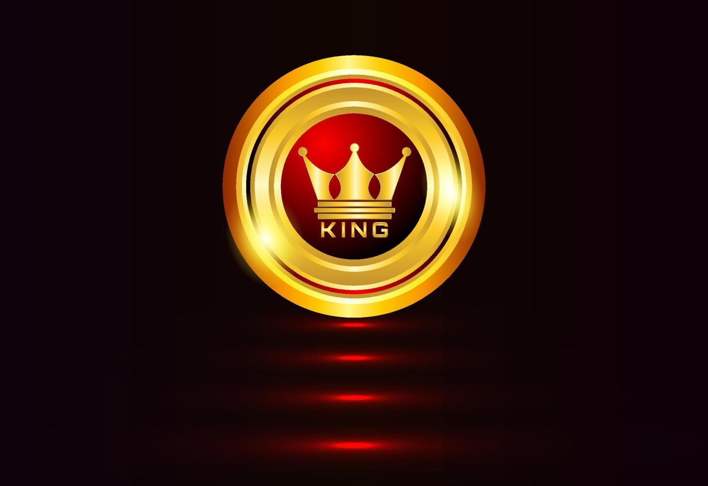 Luxury Golden King Crown Logo On Gold Coin Illustration 13319958 Vector