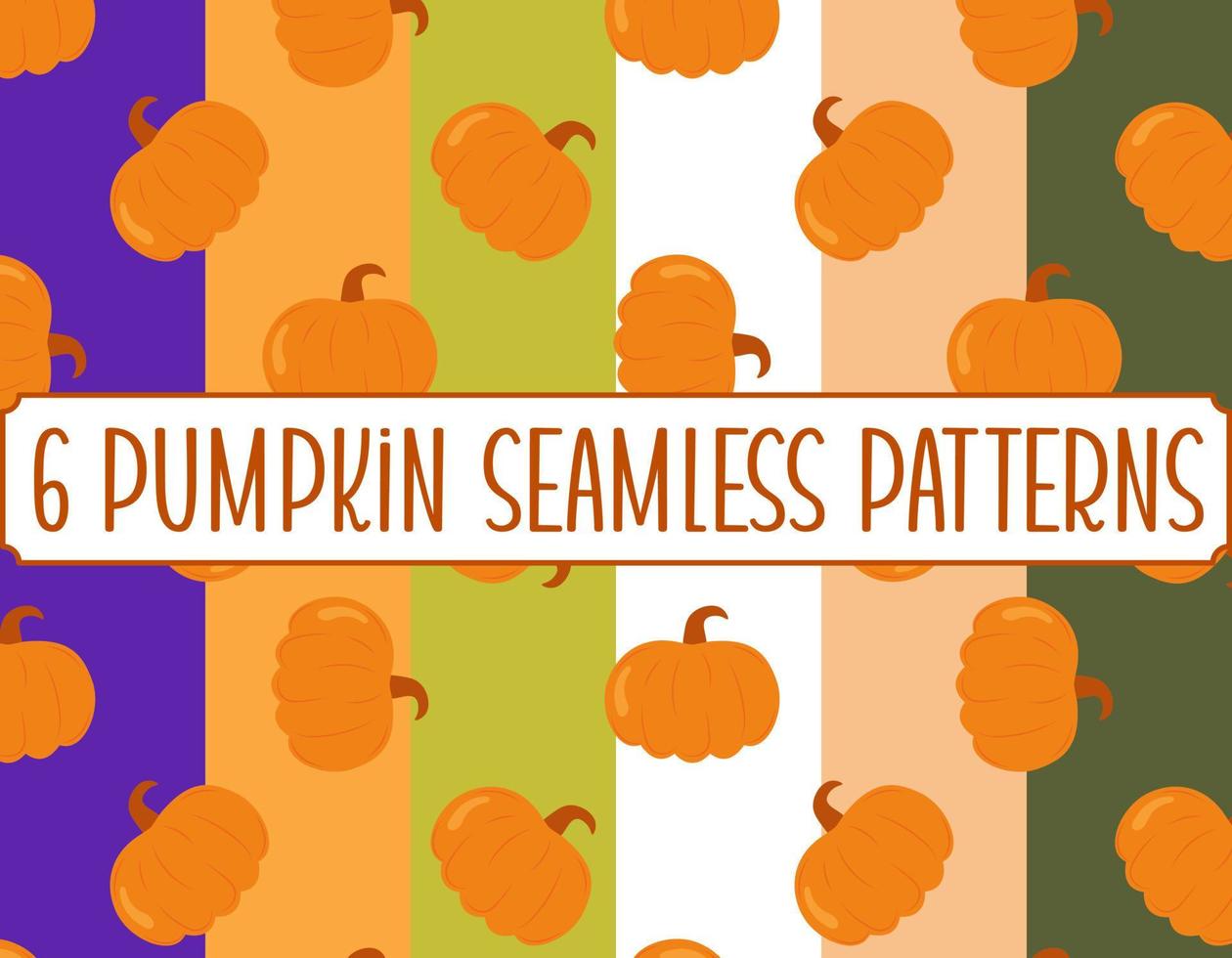 Set of patterns with pumpkins. Autumn theme. Set of 6 patterns ...