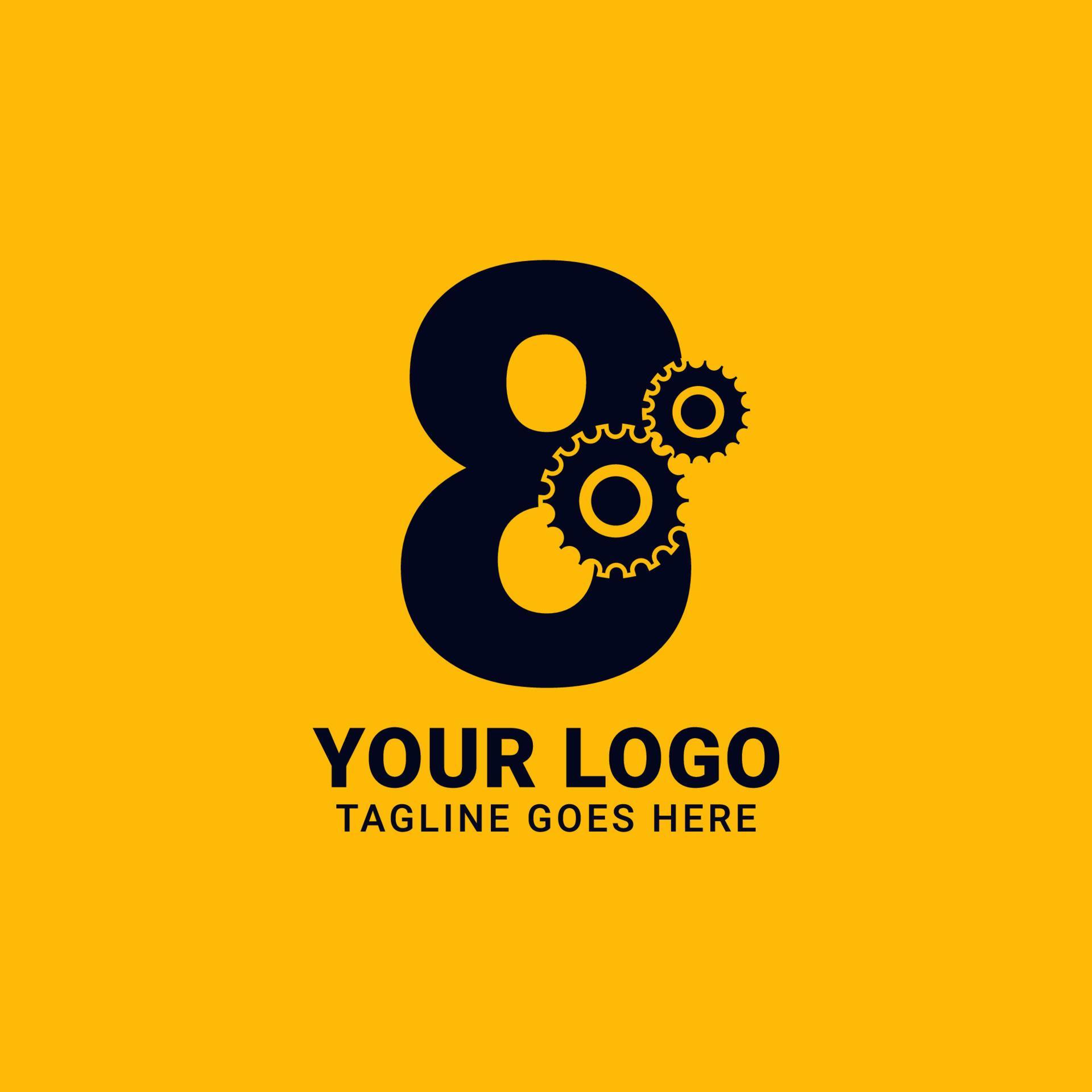 number 8 with gear for technology and mechanical vector logo design 13324506 Vector Art at Vecteezy
