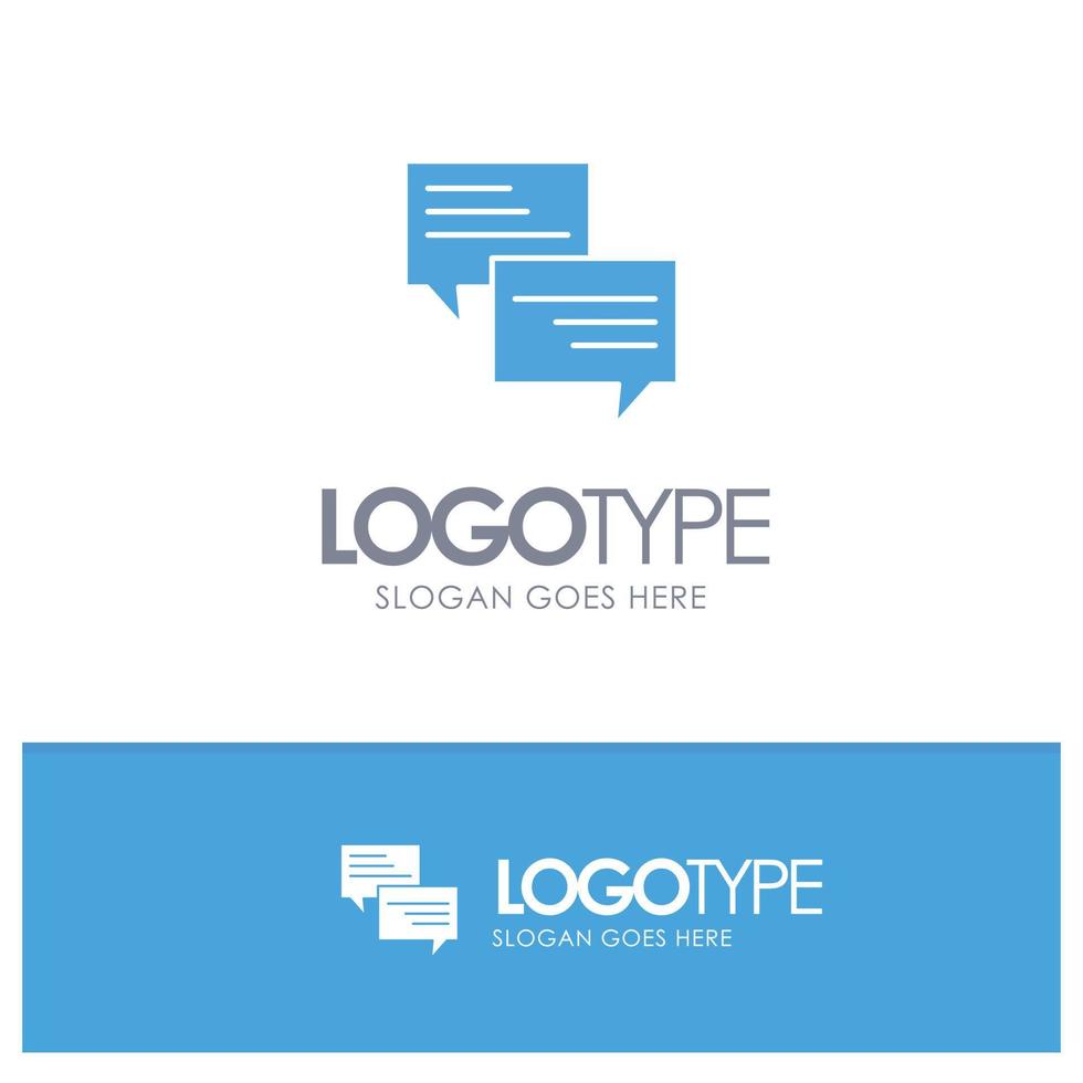 Sms Message Popup Bubble Chat Blue Solid Logo With Place For Tagline