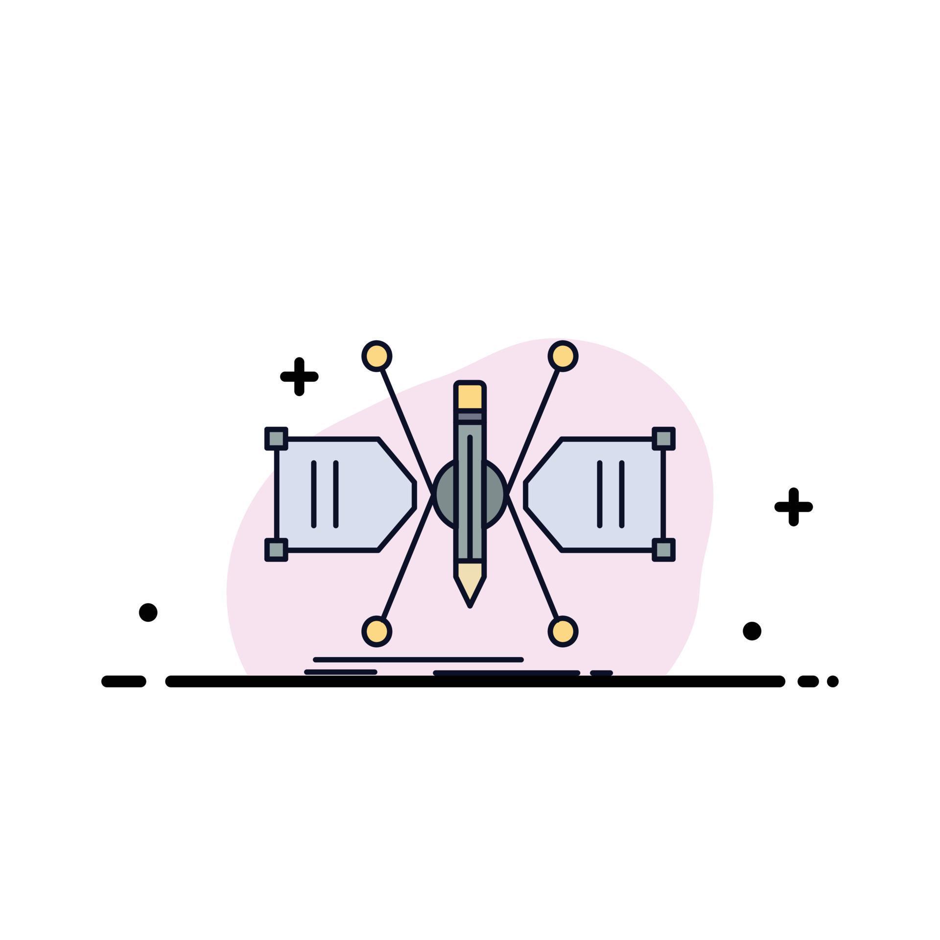 Architect Constructing Grid Sketch Structure Flat Color Icon Vector