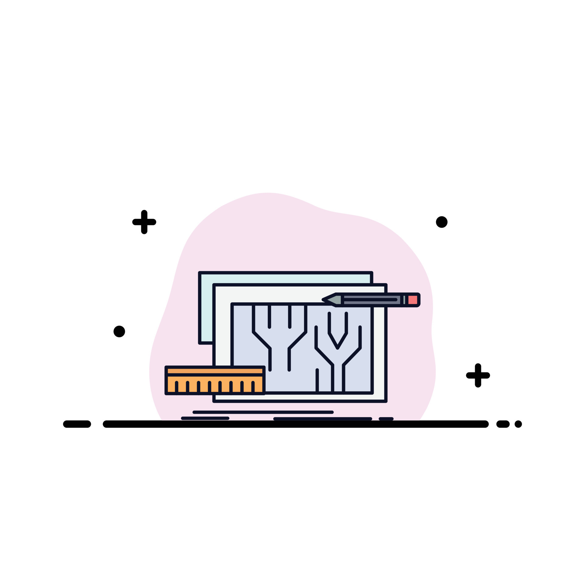 Architecture Blueprint Circuit Design Engineering Flat Color Icon Vector 13326769 Vector Art At