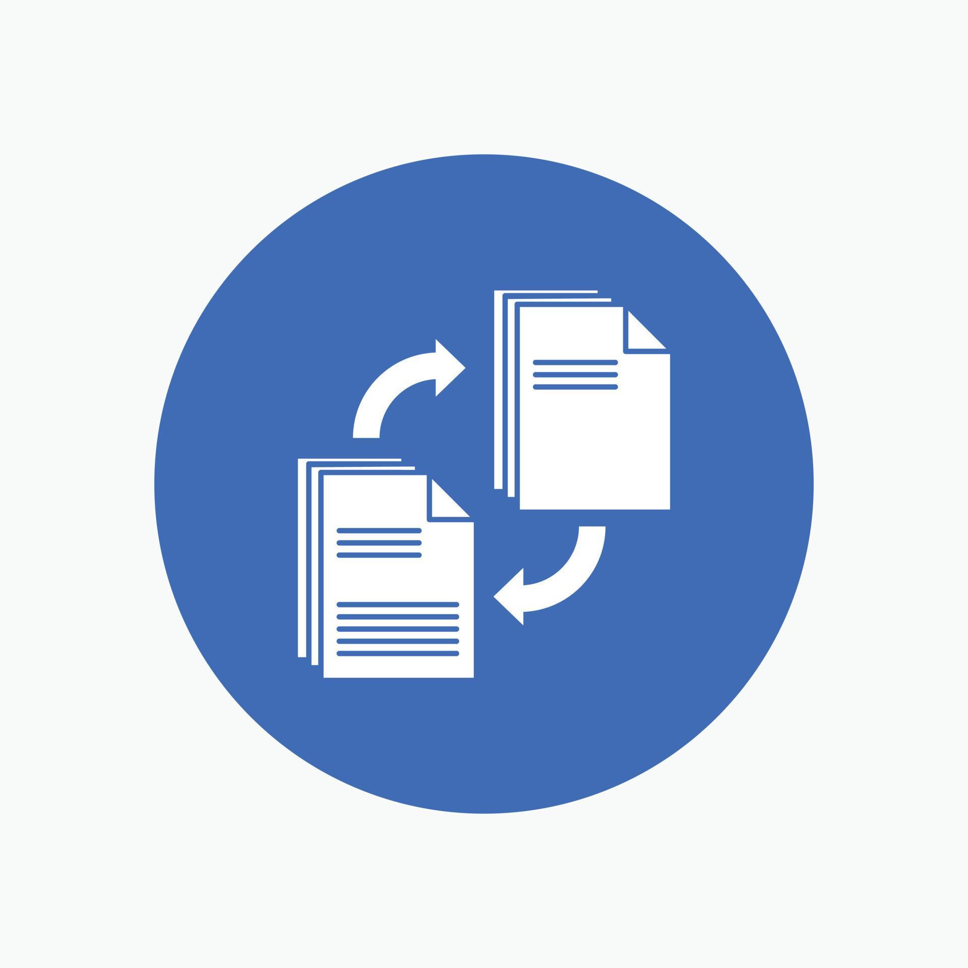 sharing. share. file. document. copying White Glyph Icon in Circle. Vector Button illustration ...