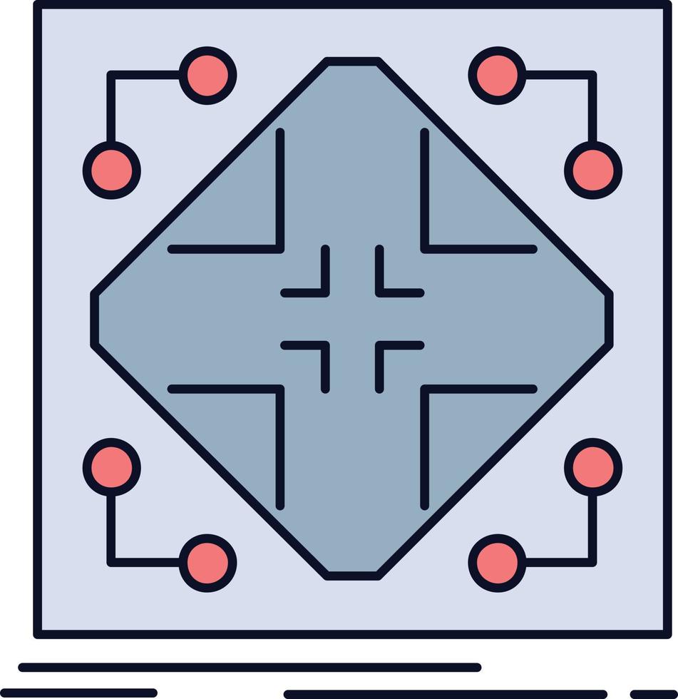 Data infrastructure network matrix grid Flat Color Icon Vector 13327122 ...