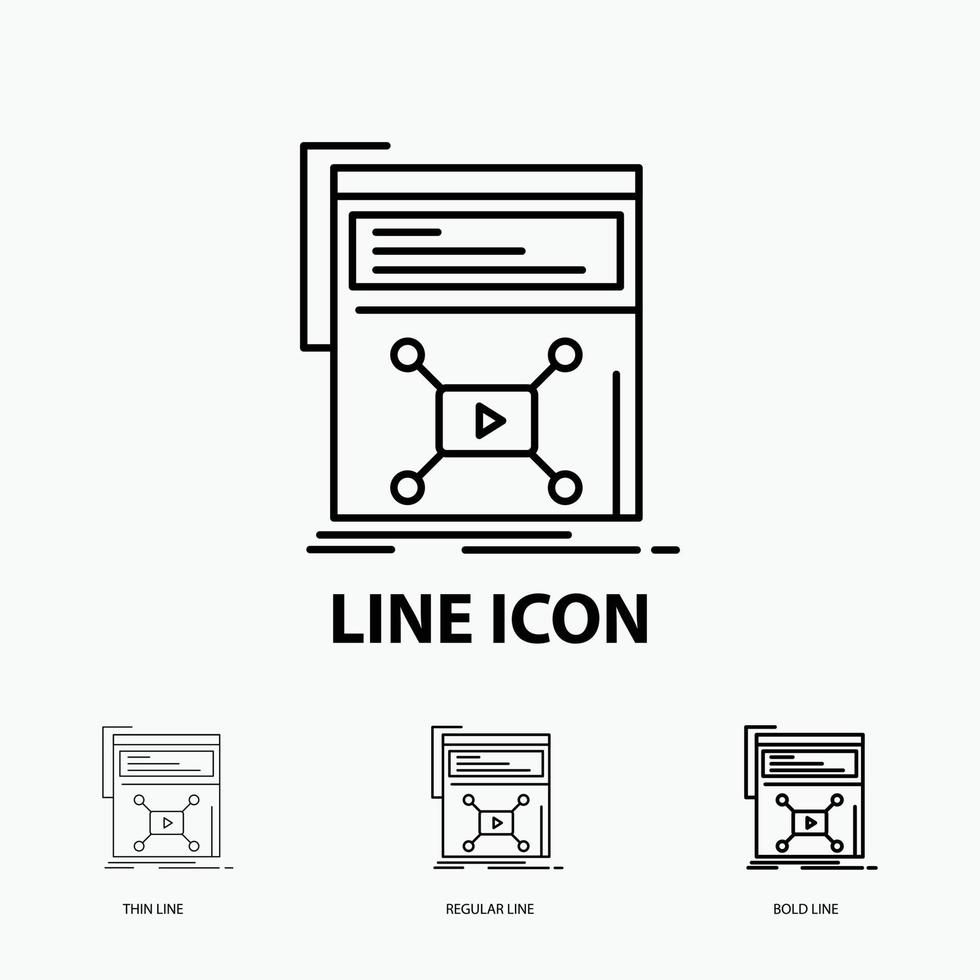 Marketing. page. video. web. website Icon in Thin. Regular and Bold Line Style. Vector ...