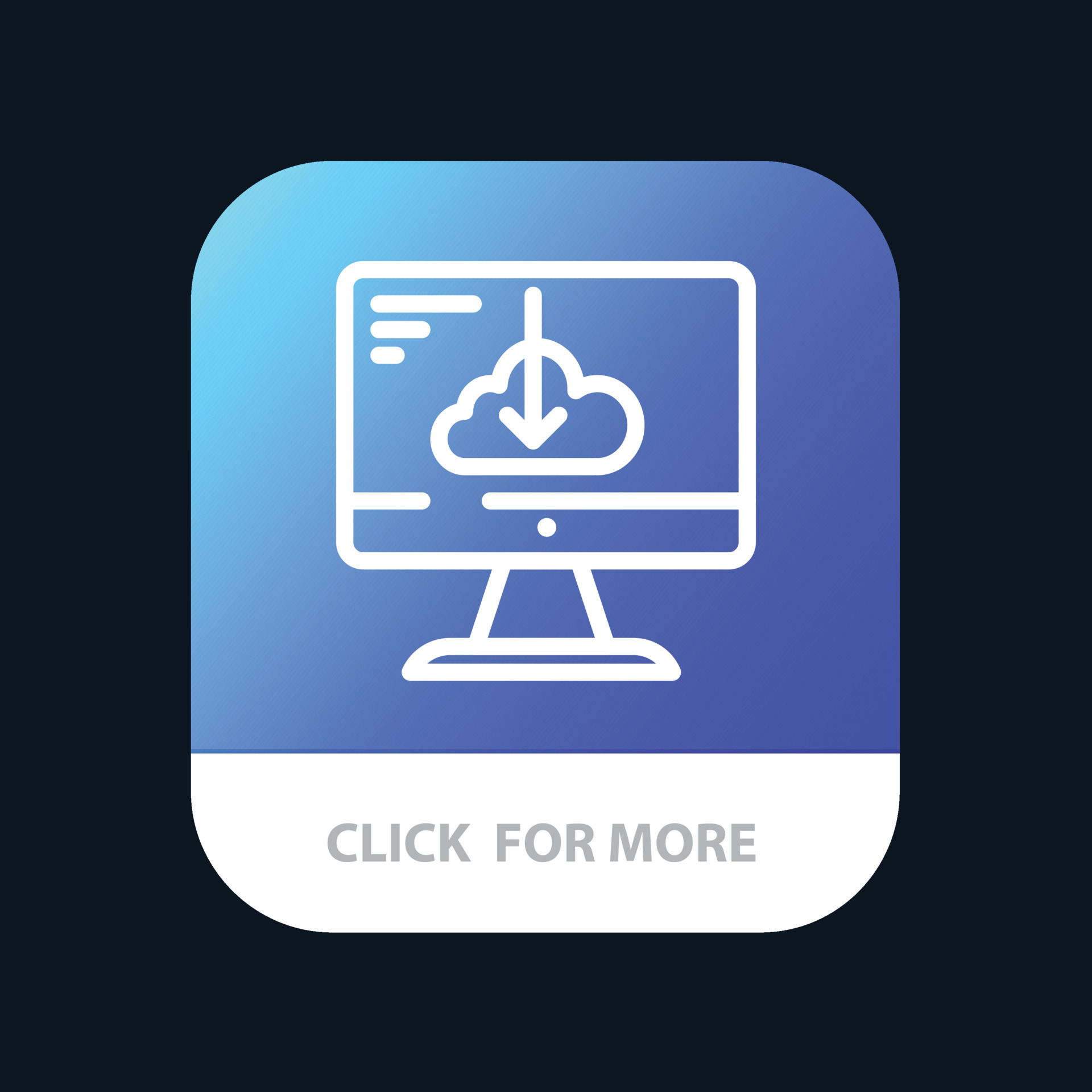 Cloud Download Driver Install Installation Mobile App Button Android and IOS Line Version ...