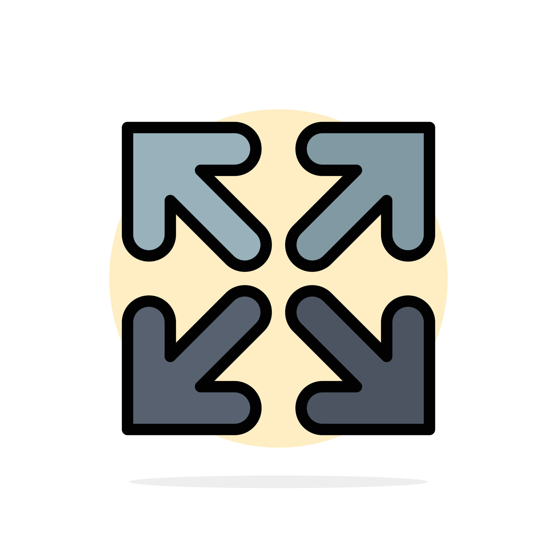 Arrow Direction Move Abstract Circle Background Flat Color Icon